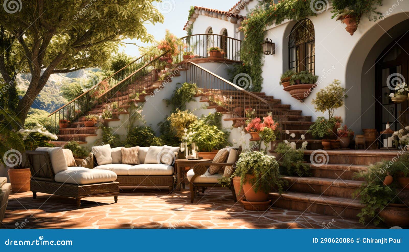 A House with Terrace Staircase Stock Photo - Image of architecture ...