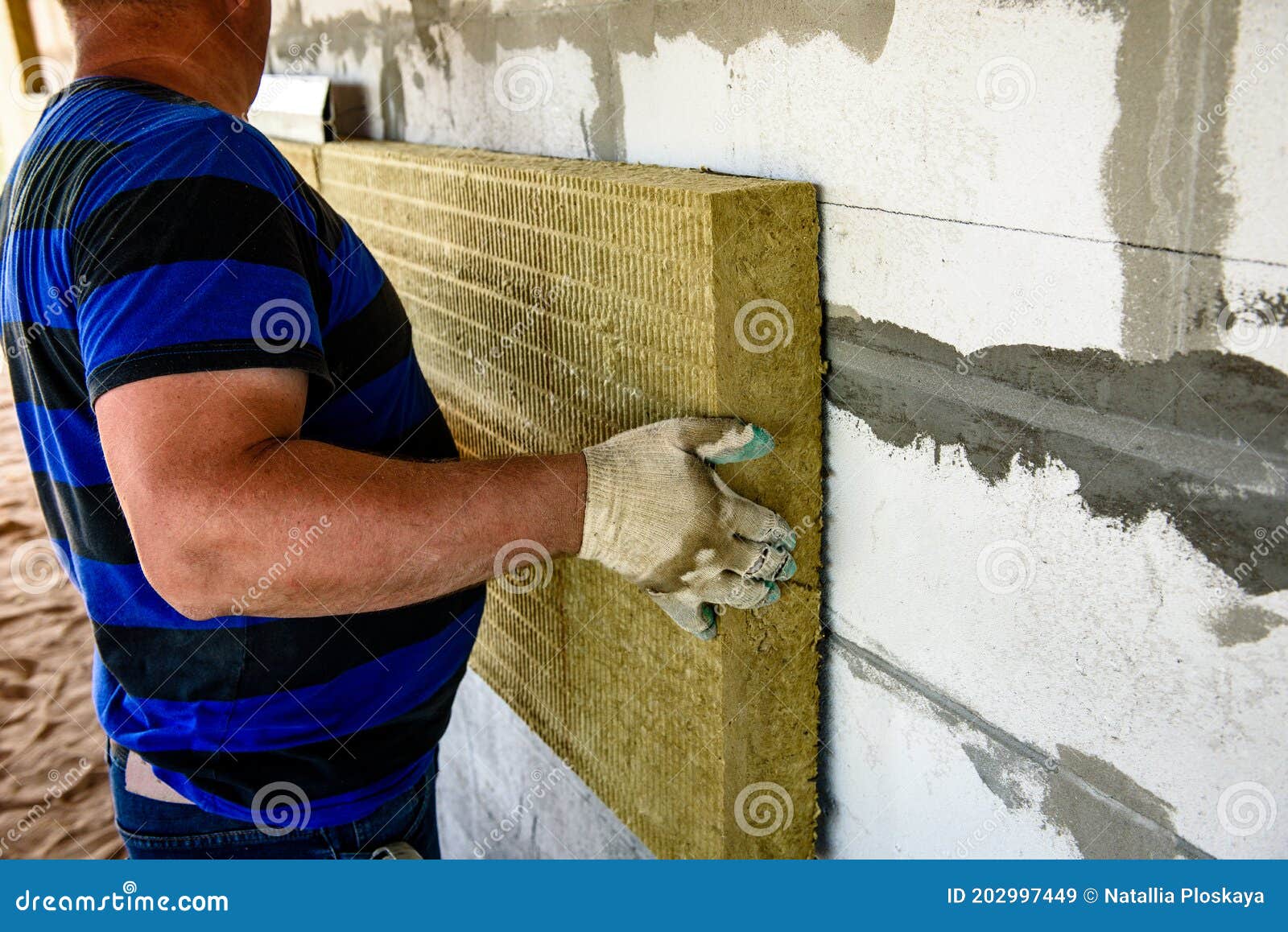 House Thermal Insulation Mineral Wool Slabs. Inside Wall Heat Isolation ...