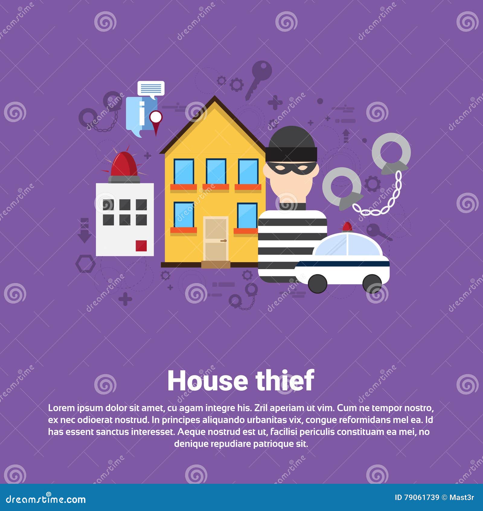House Thief Security Protection Insurance Web Banner Stock Vector ...