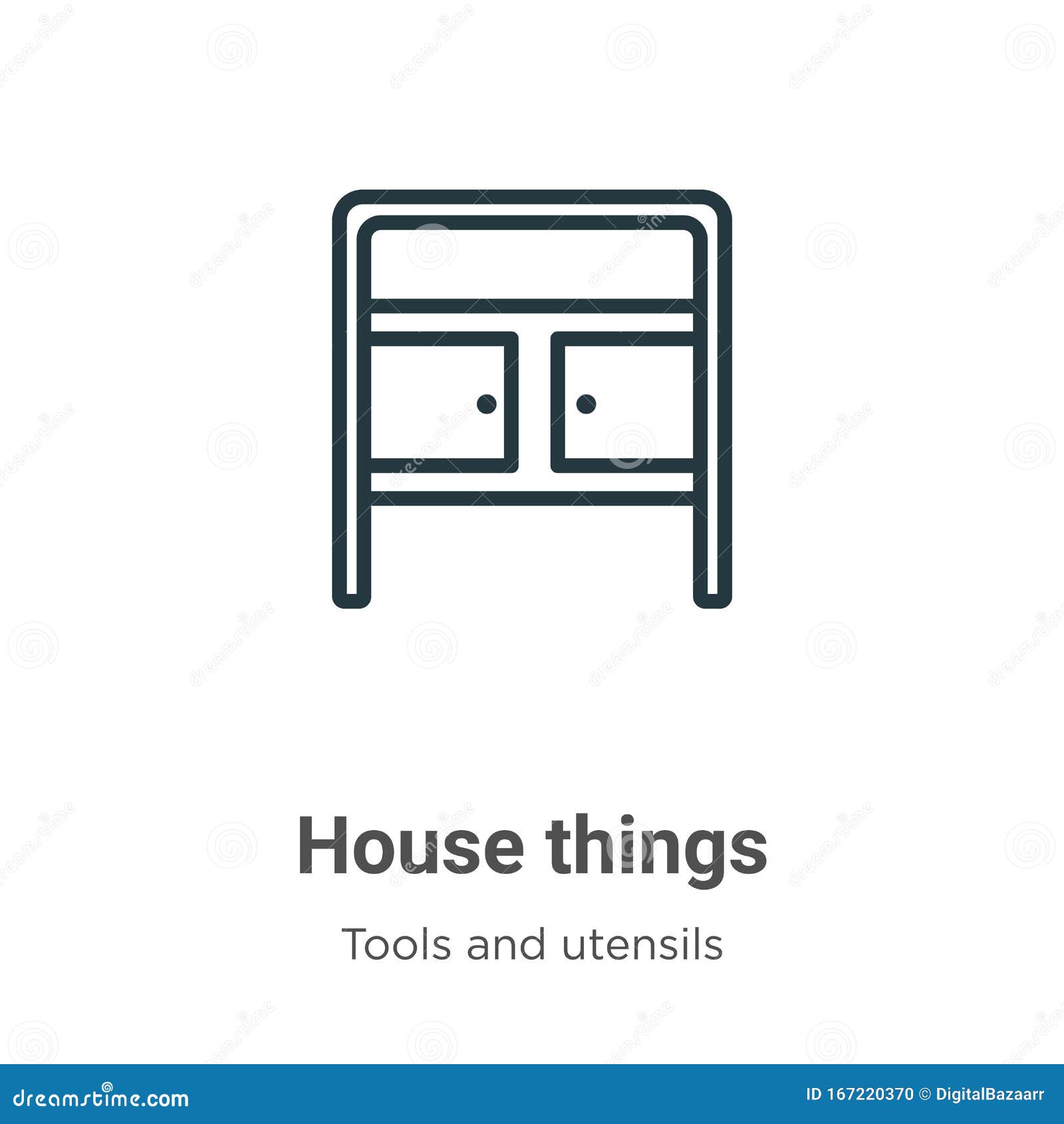 House Things Outline Vector Icon. Thin Line Black House Things Icon ...