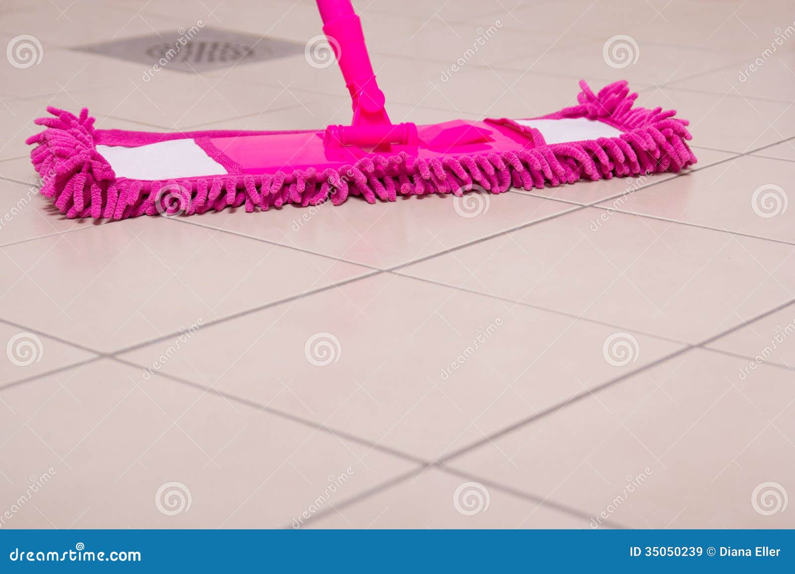 House Tile Cleaning with Pink Mop Stock Image - Image of domestic ...