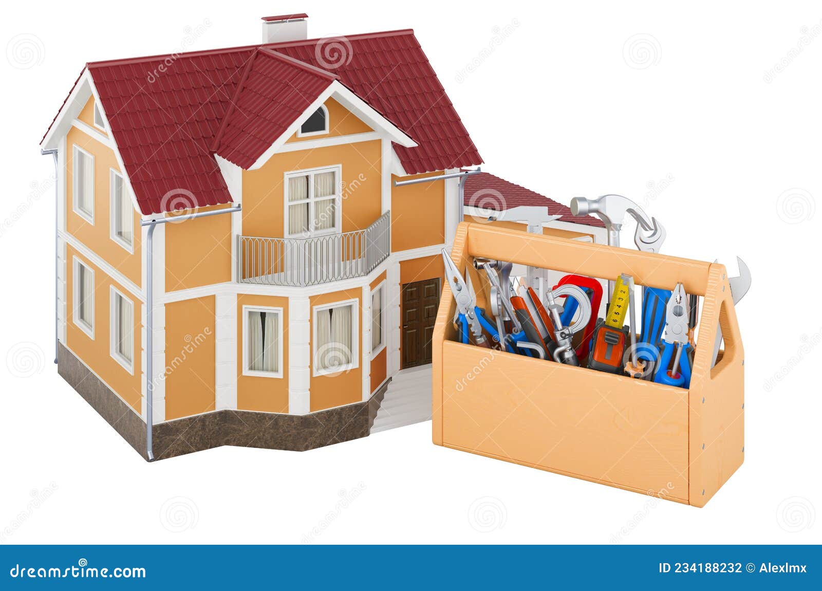 House with Toolbox. Home Repair Service, Concept Stock Illustration ...