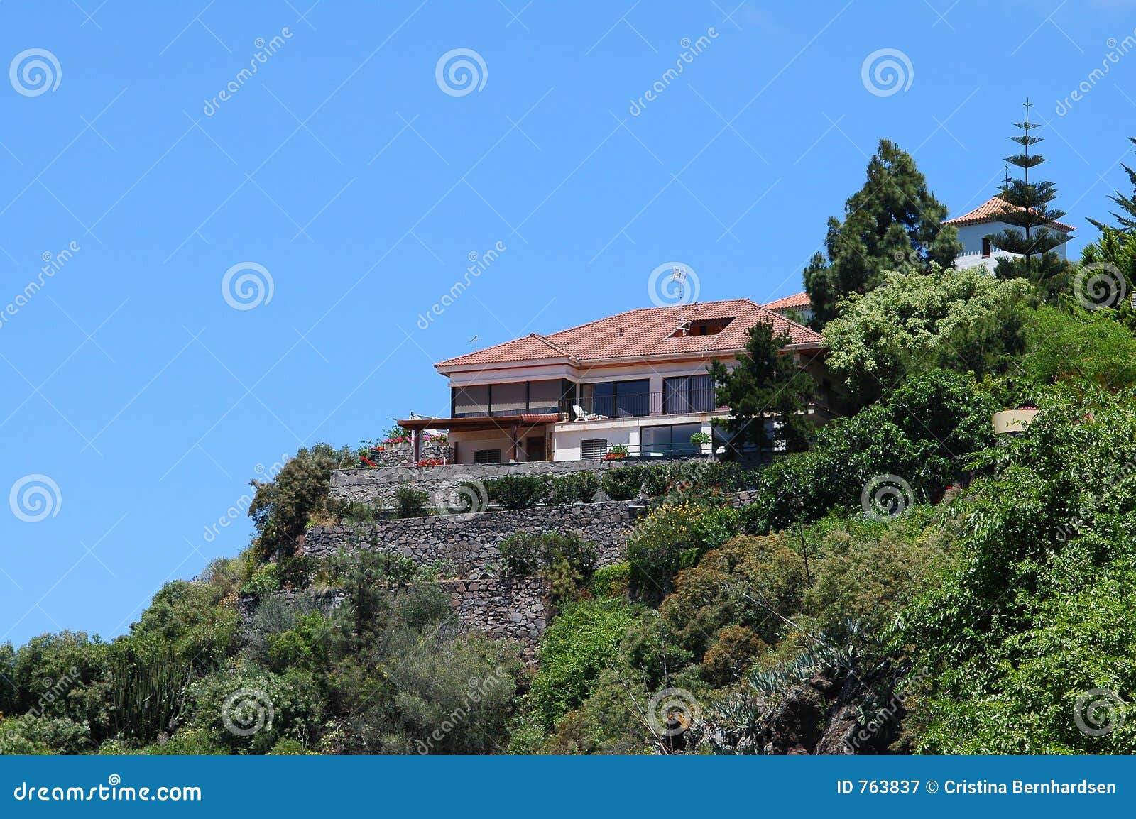 House on the top stock image. Image of home, blue, trees - 763837