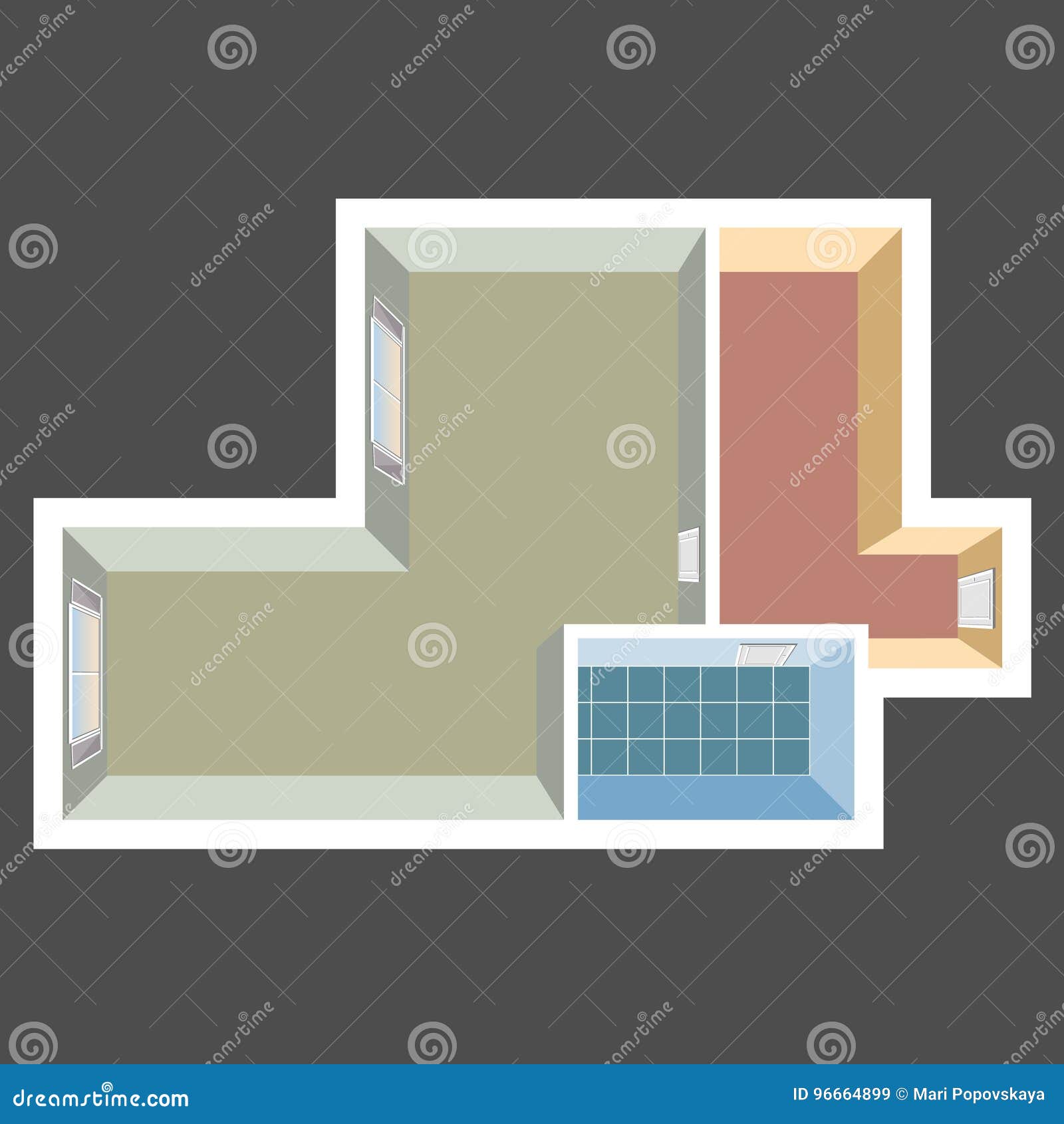 House Top View. Apartment Plan Stock Vector - Illustration of decor ...