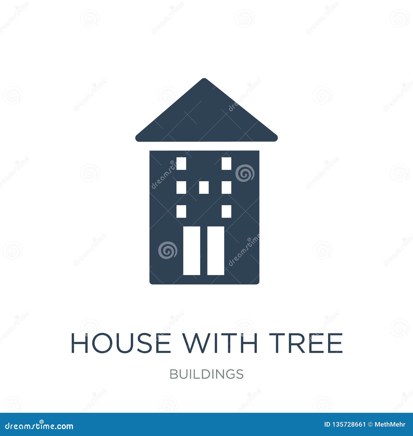 House with Tree Icon in Trendy Design Style. House with Tree Icon ...