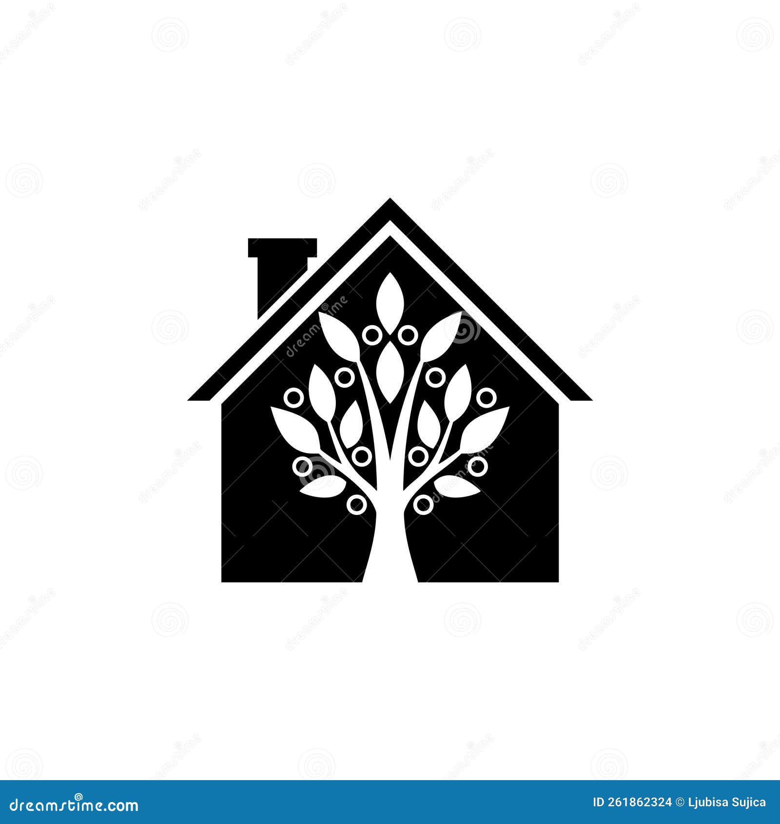 House with Tree Logo Icon Isolated on White Background Stock Vector ...