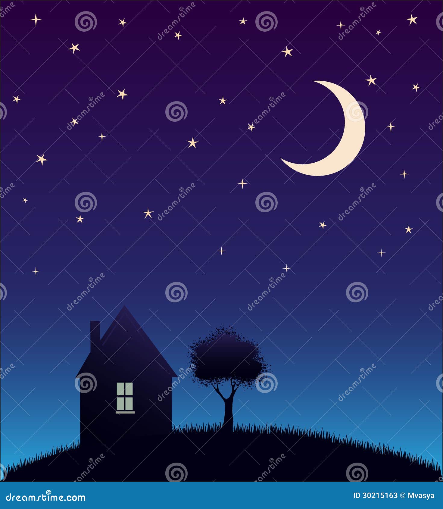 Tree At Night With Stars