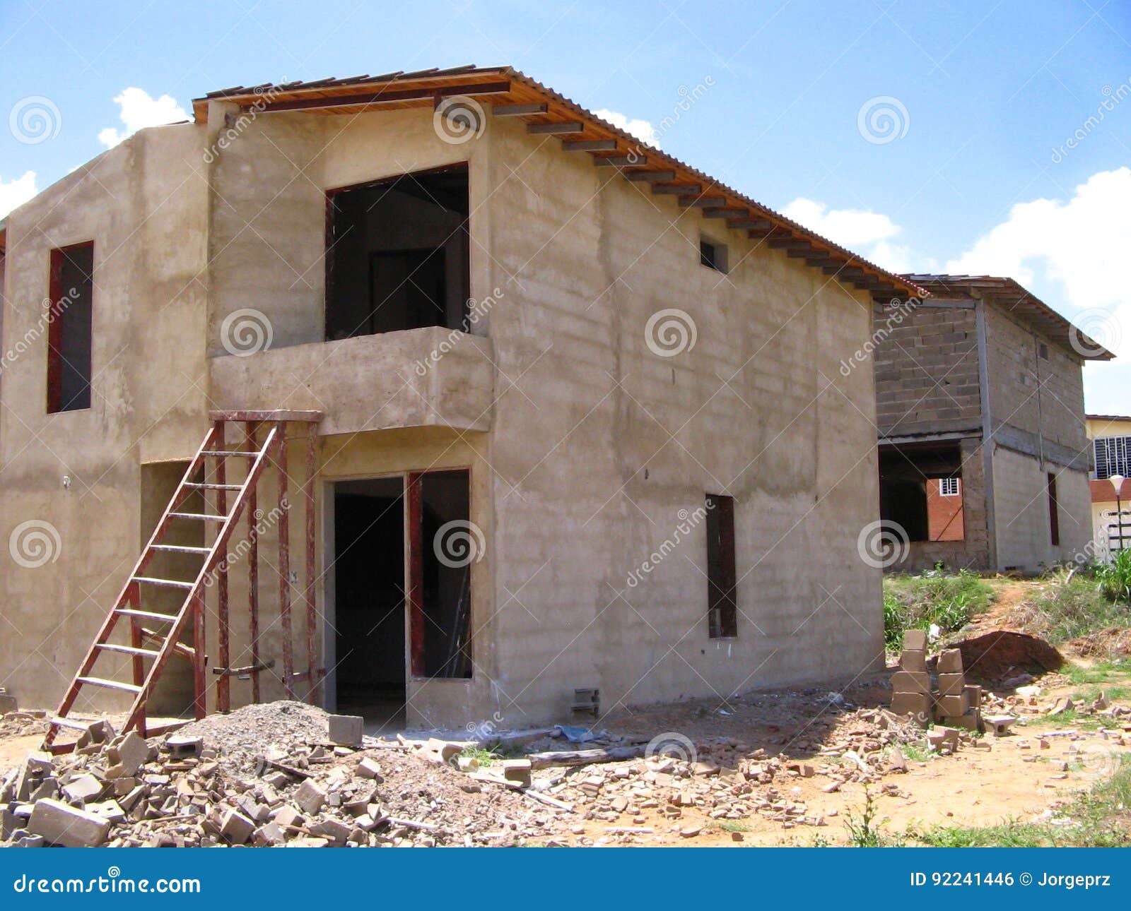 Process Of Construction Of Brick Paved Sidewalk, Half Built Pavement ...