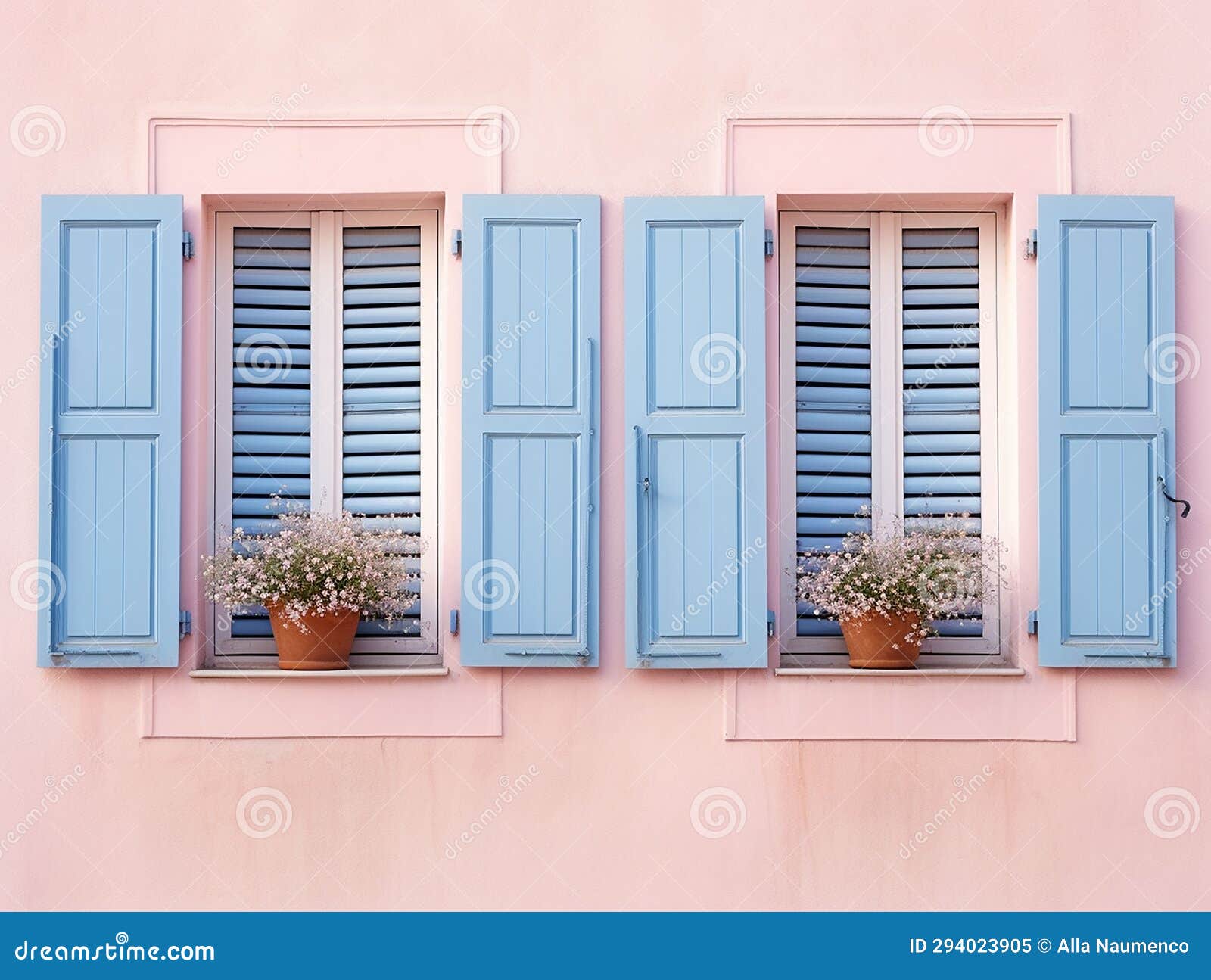 House with Two Open Blue Shutter Windows Stock Illustration ...