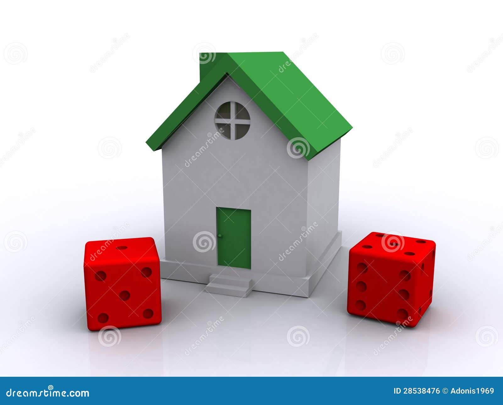 House beside two red dice stock illustration. Illustration of ladder ...