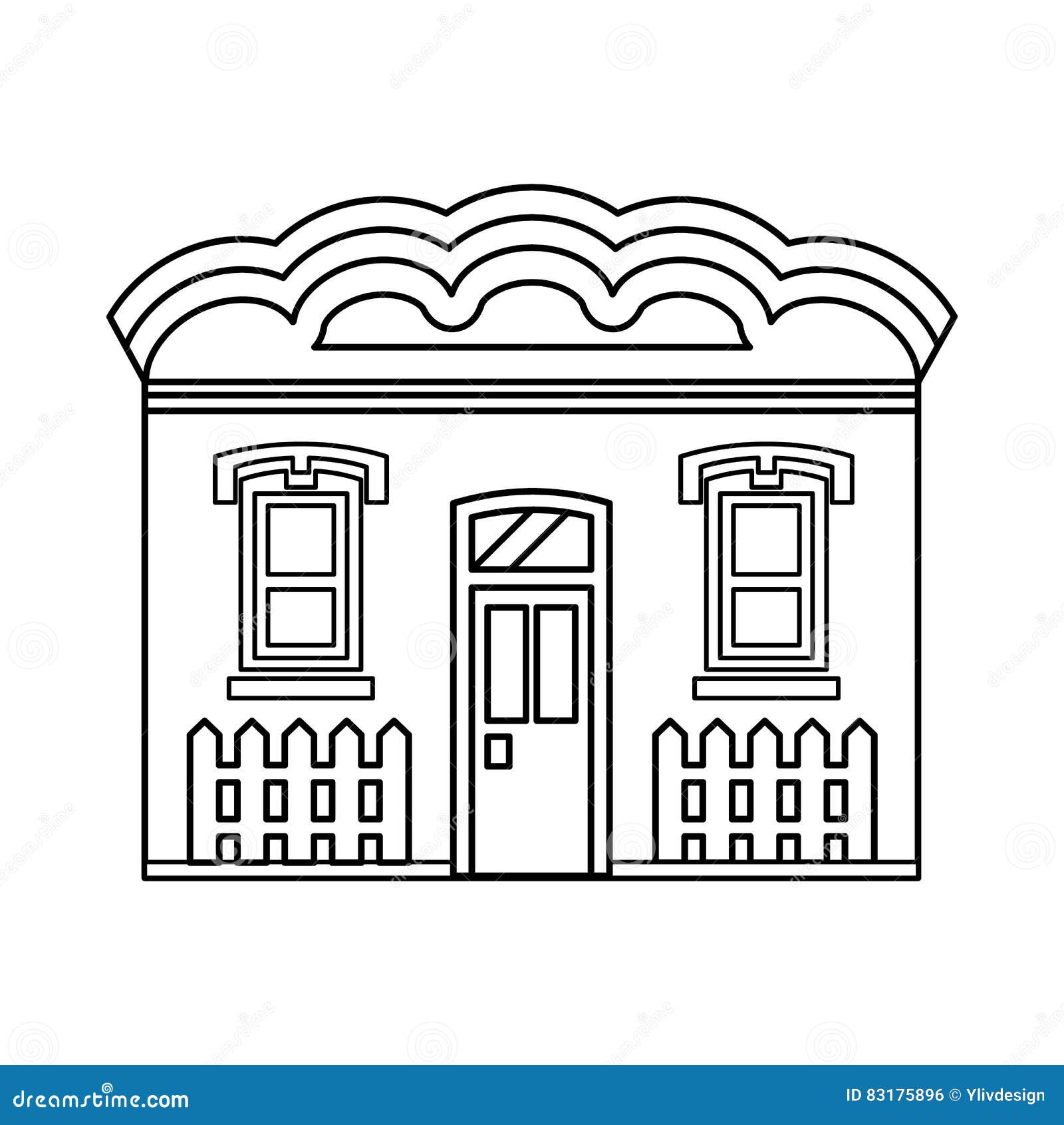 House with Two Windows Icon, Outline Style Stock Vector - Illustration ...