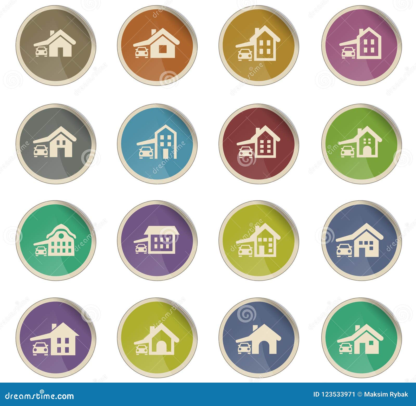 House type icon set stock vector. Illustration of condo - 123533971