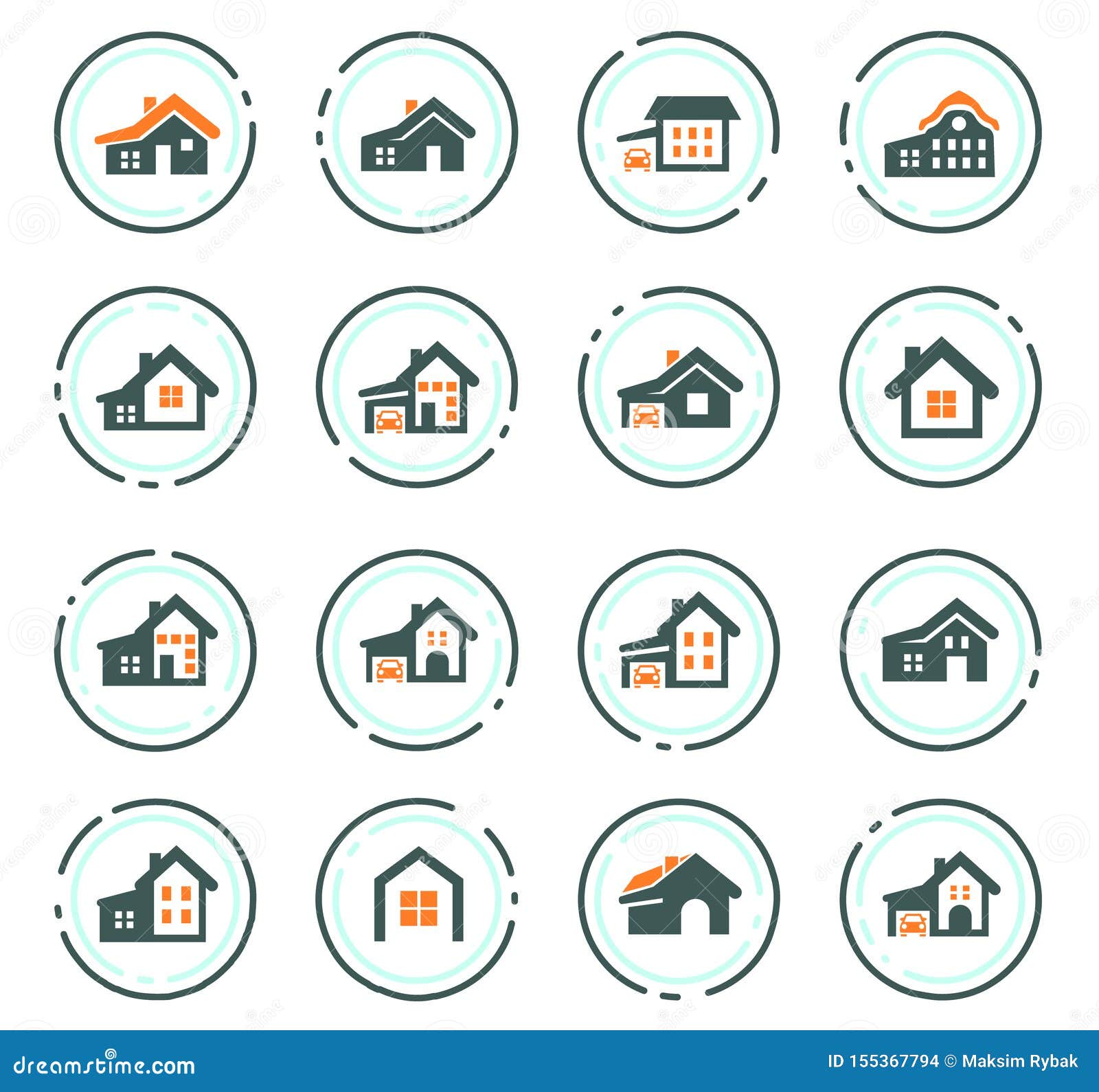 House type icon set stock vector. Illustration of business - 155367794