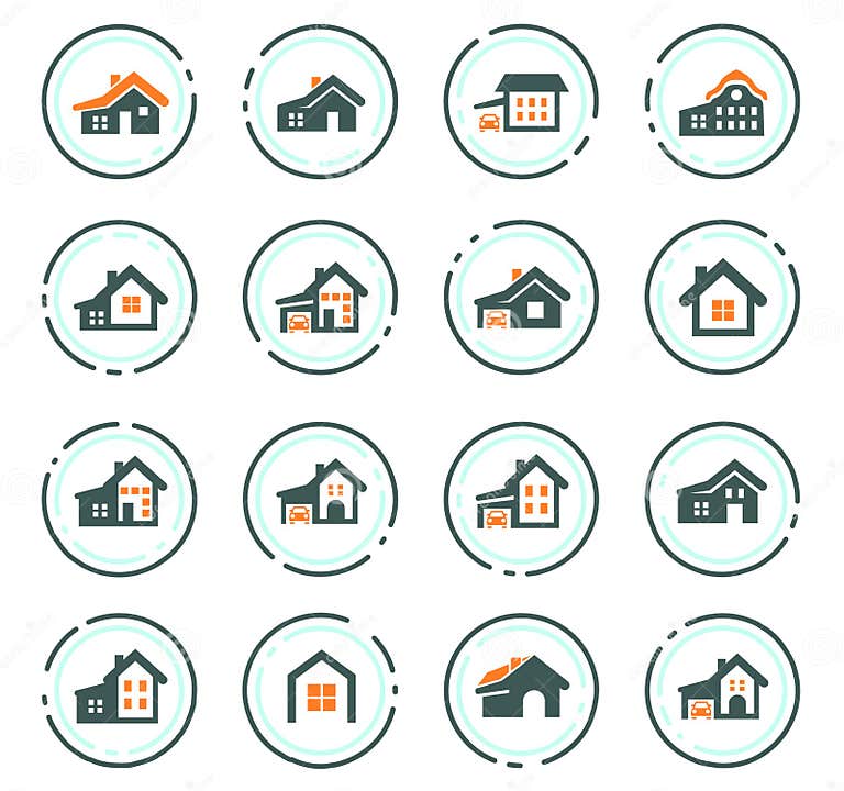House type icon set stock vector. Illustration of business - 155367794