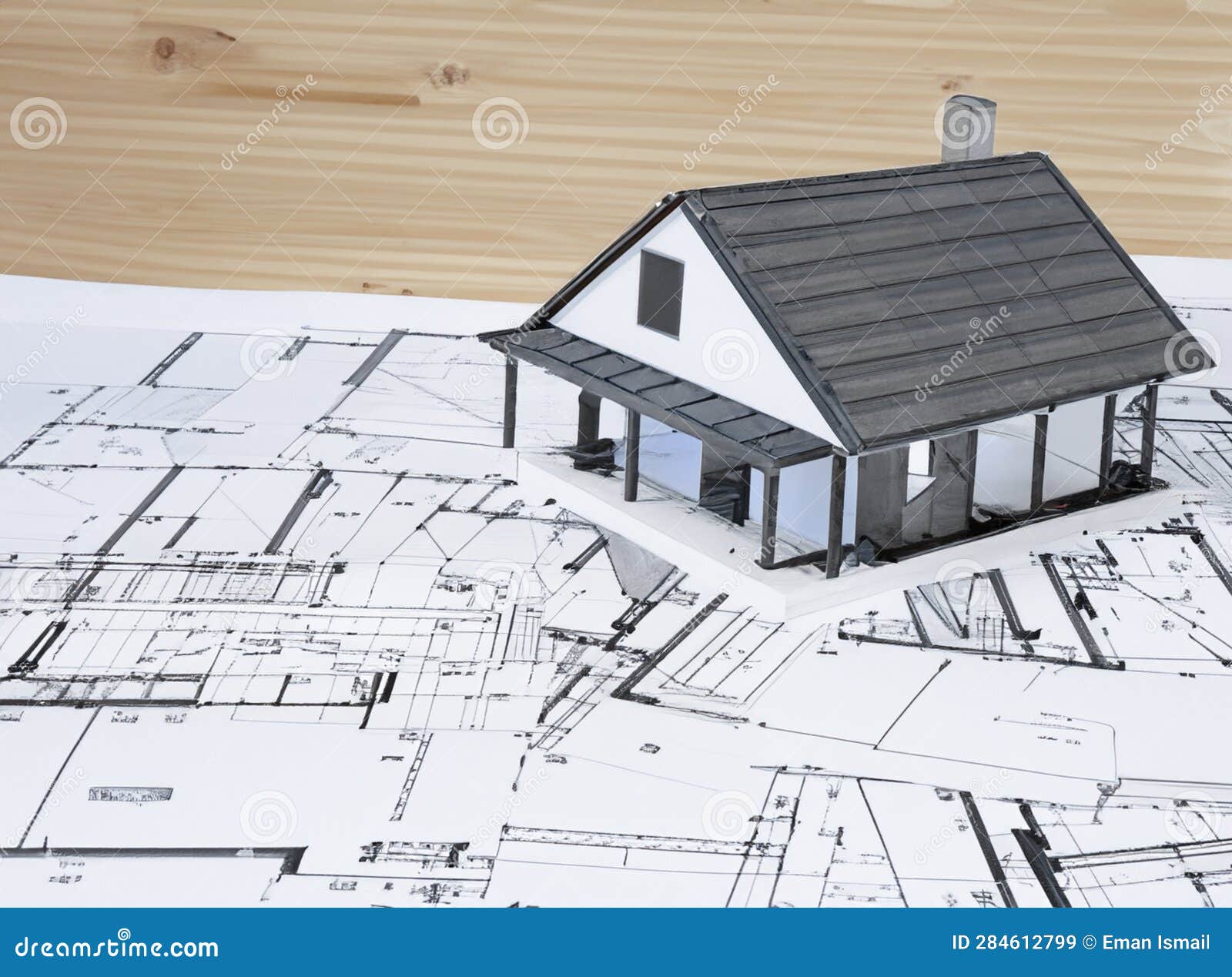 House Under Construction on Blueprints Stock Illustration ...