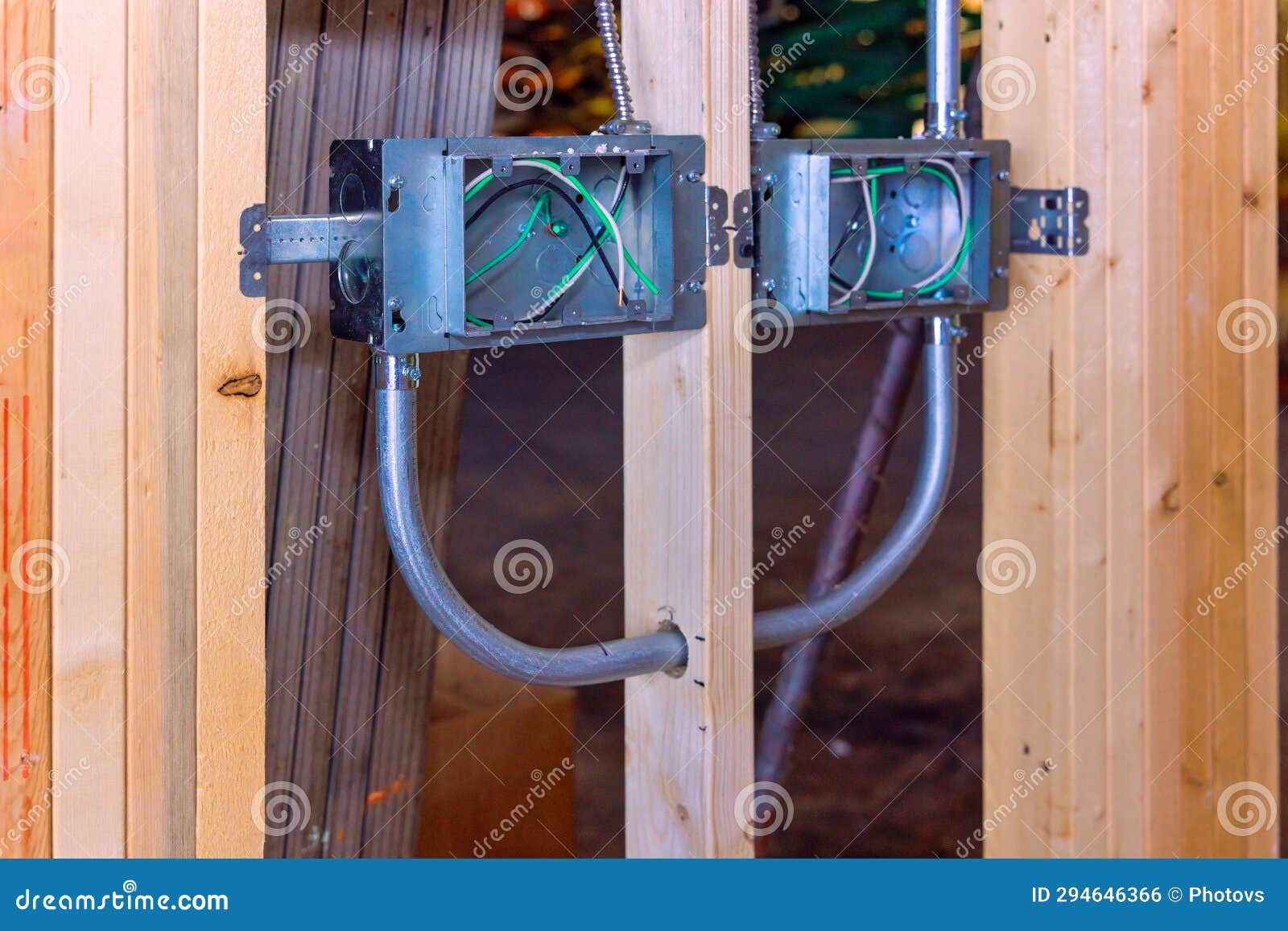 House Under Construction with Electrical Metal Box and Wall Wiring ...