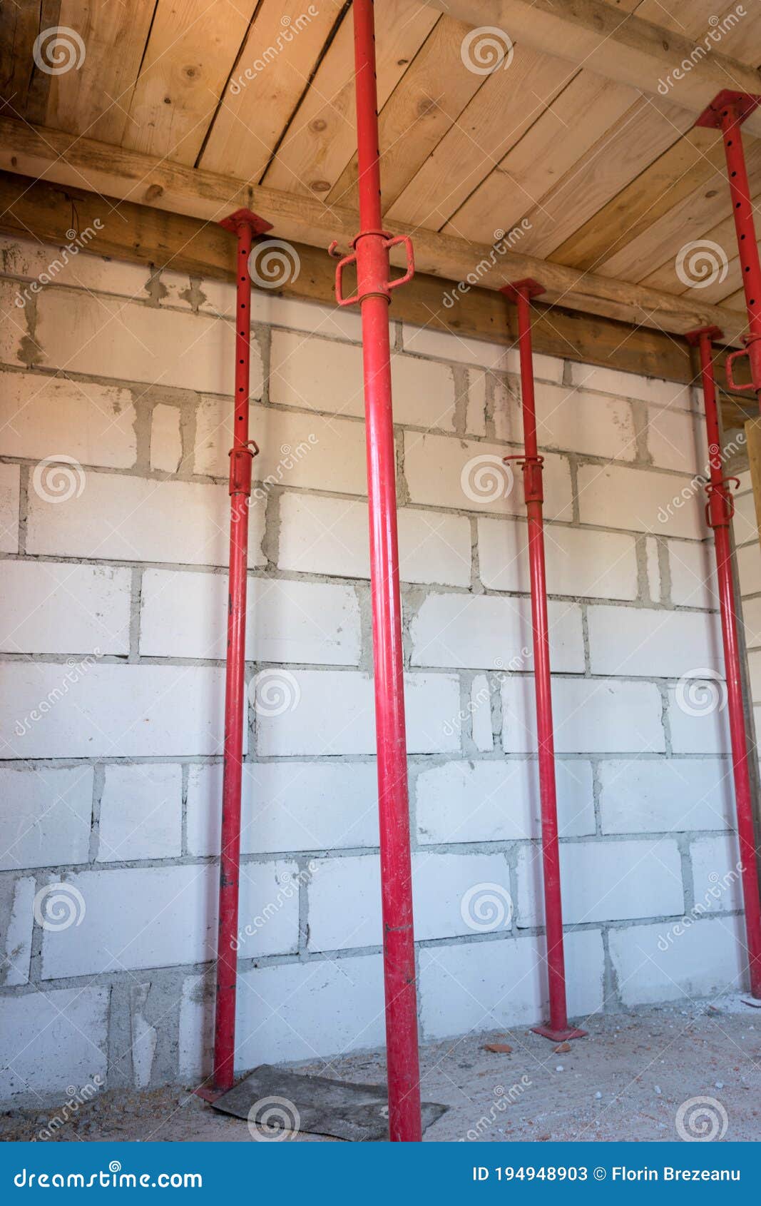 House Under Construction - Installed Props for Pouring the Concrete ...