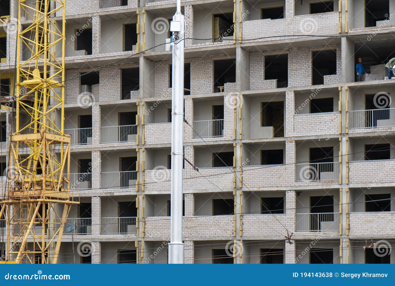 Construction Of A Monolithic Concrete Building. Modern Monolithic ...