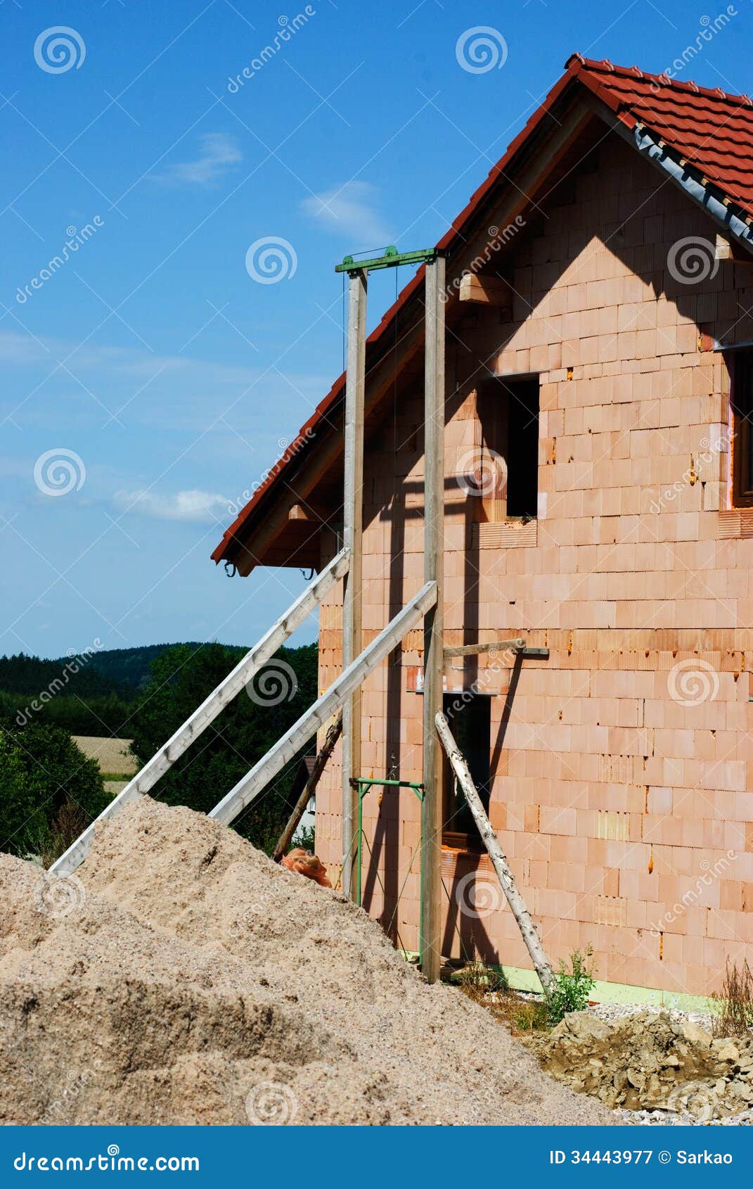 House under construction stock image. Image of chimney - 34443977