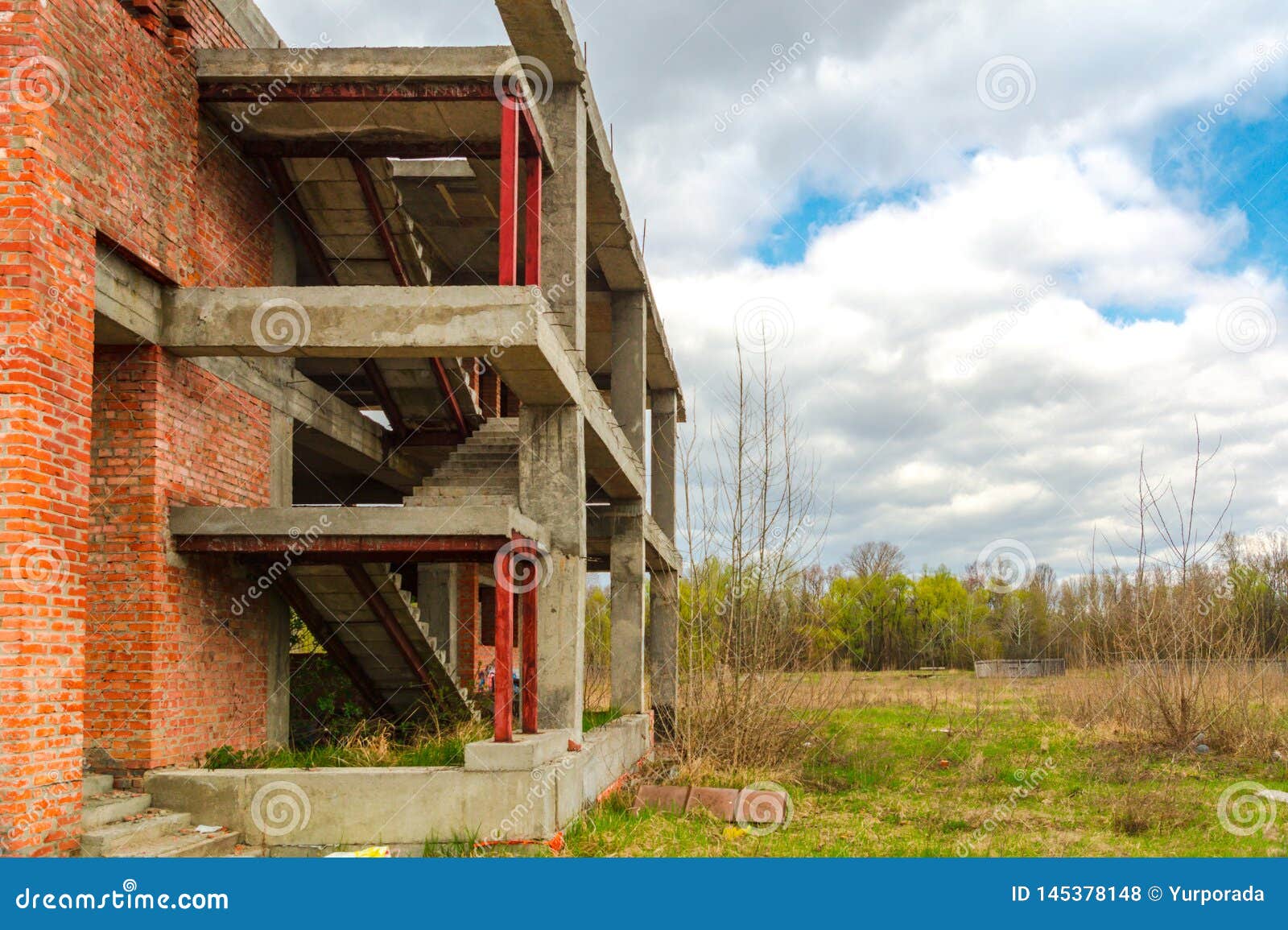 House Under Construction with Red Bricks Stock Photo - Image of ...