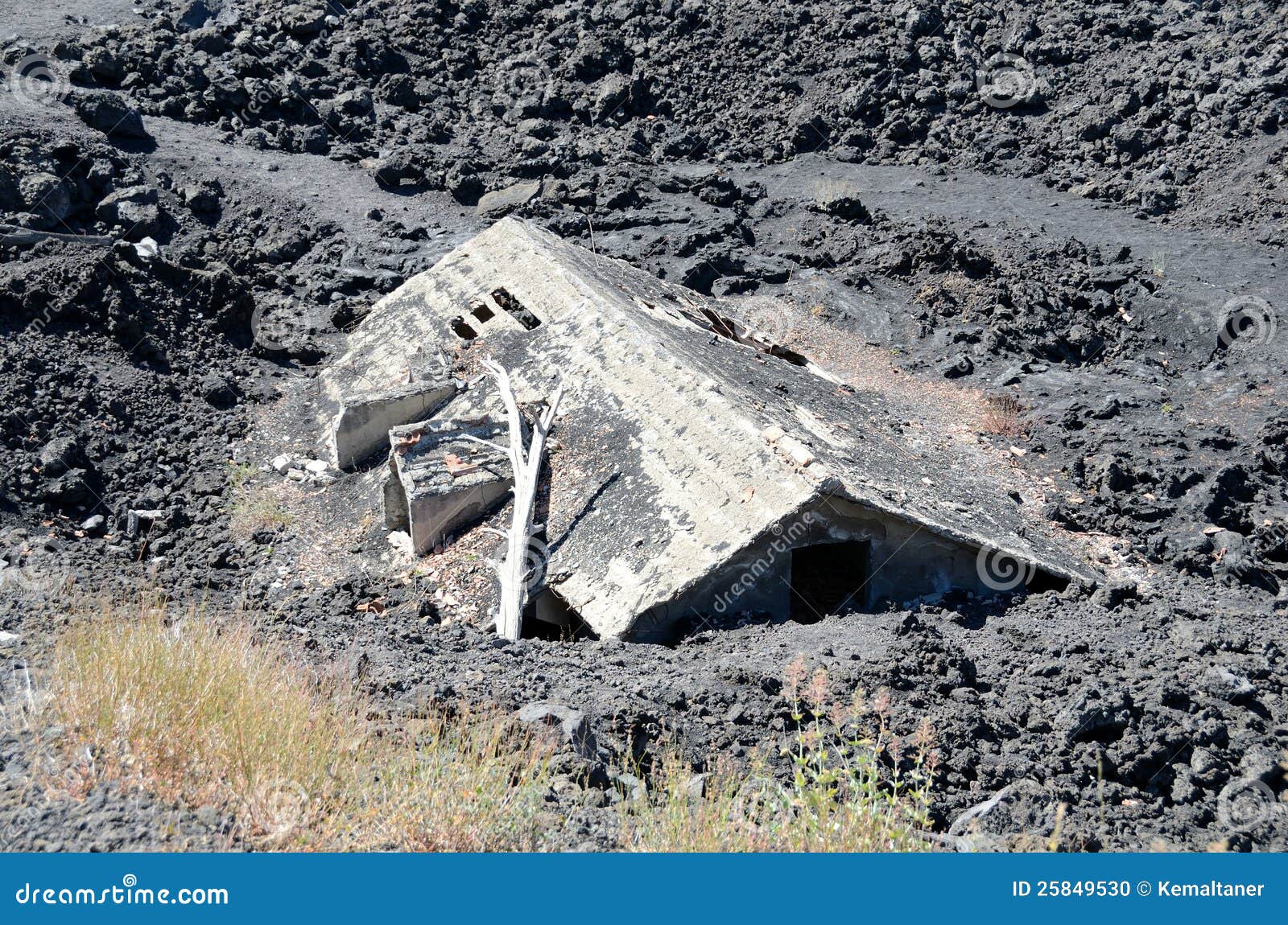 House under lava stock photo. Image of landslide, danger - 25849530