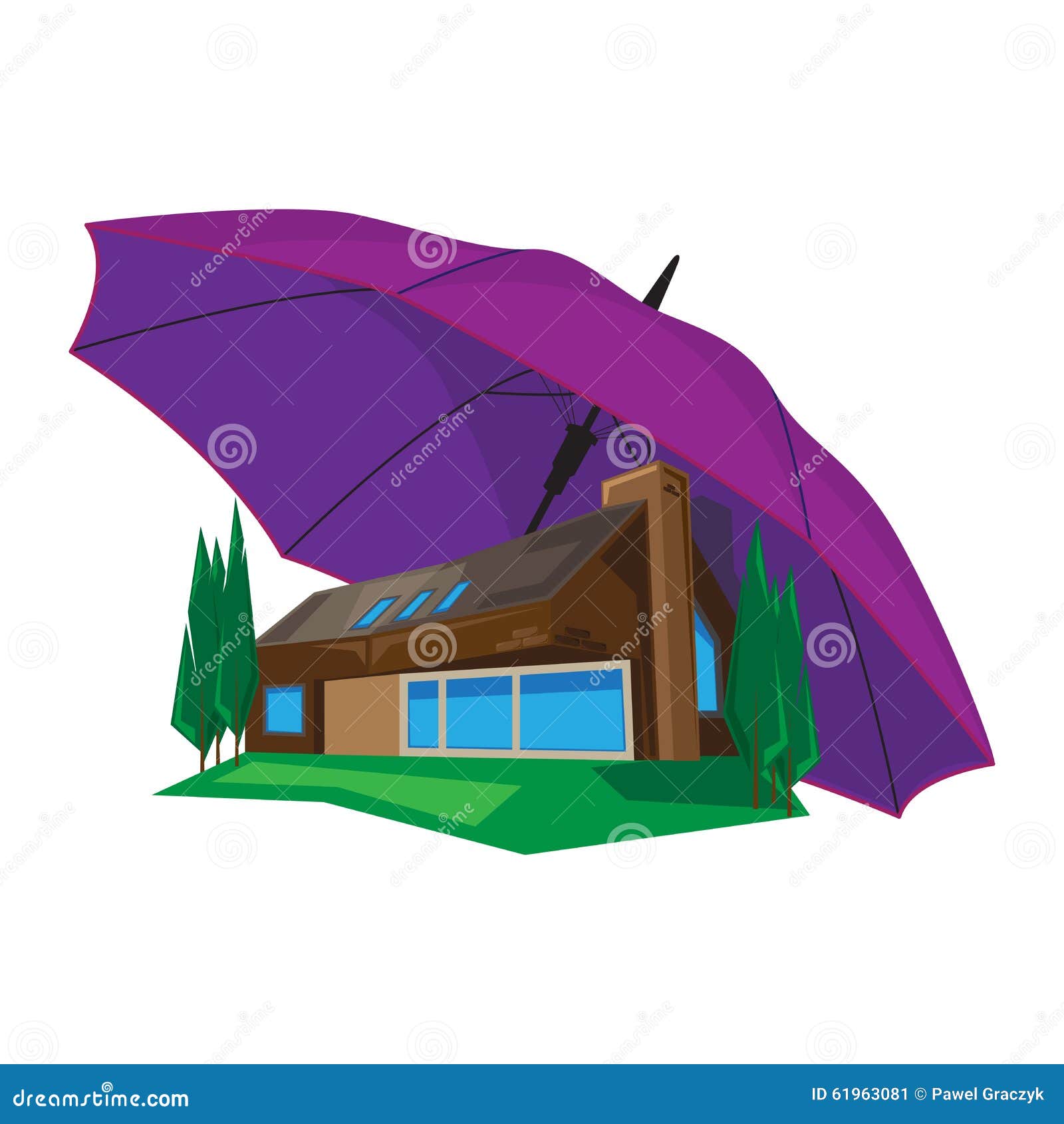 House under umbrella stock vector. Illustration of home - 61963081