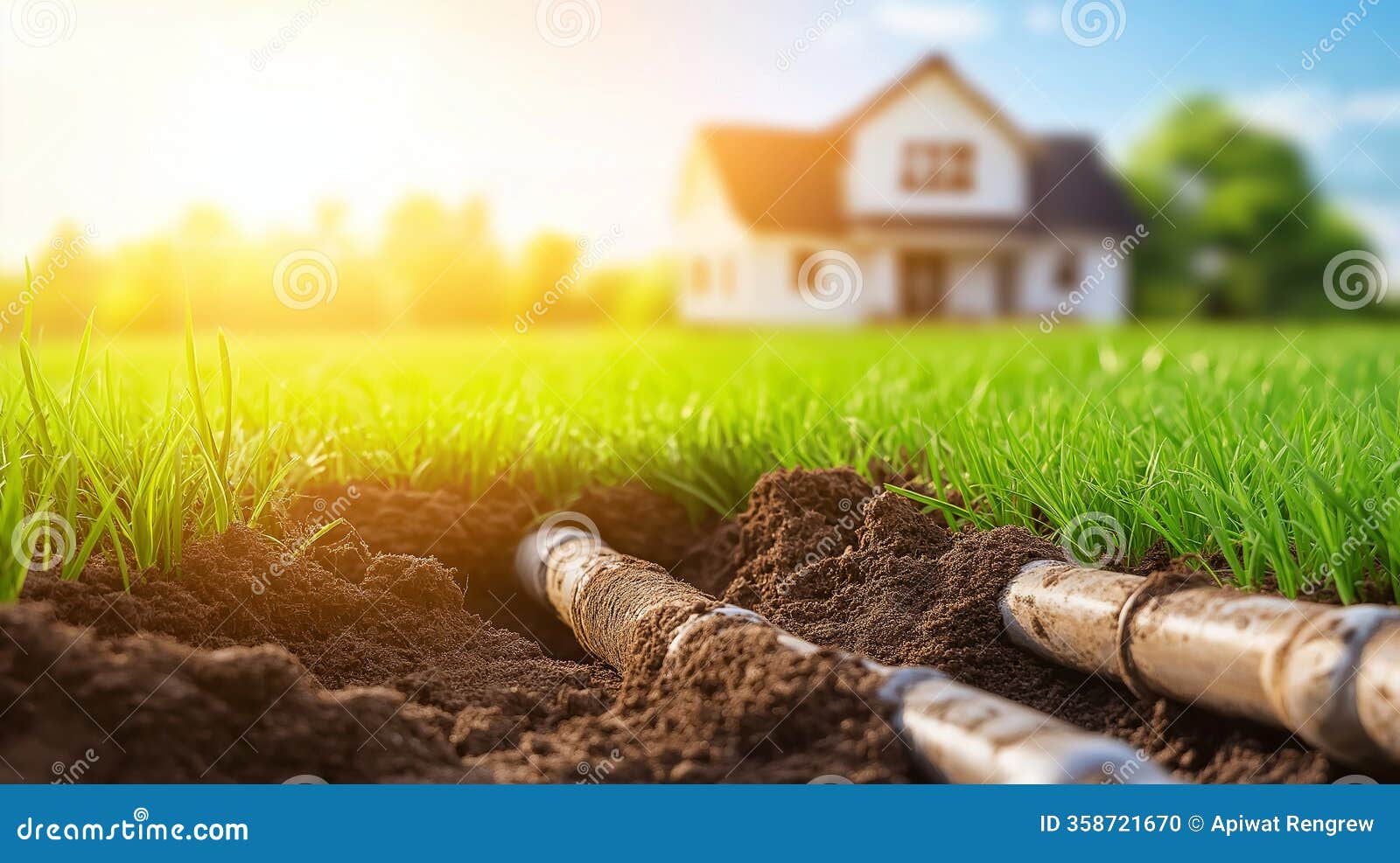 Underground Pipe Relining Process. Cross-section View Shows Liner ...