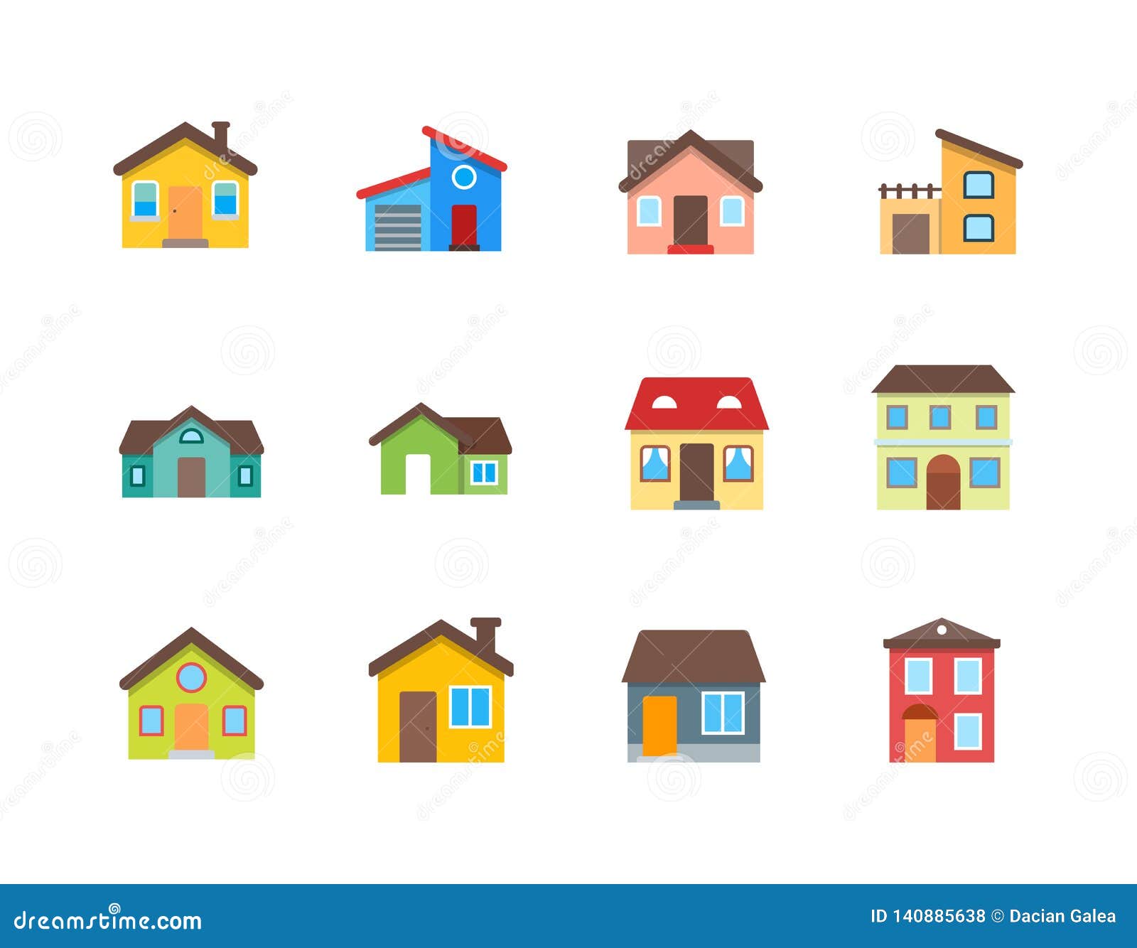 House Vector Flat Illustration / Home Flat Icon Set. Buildings Flat ...