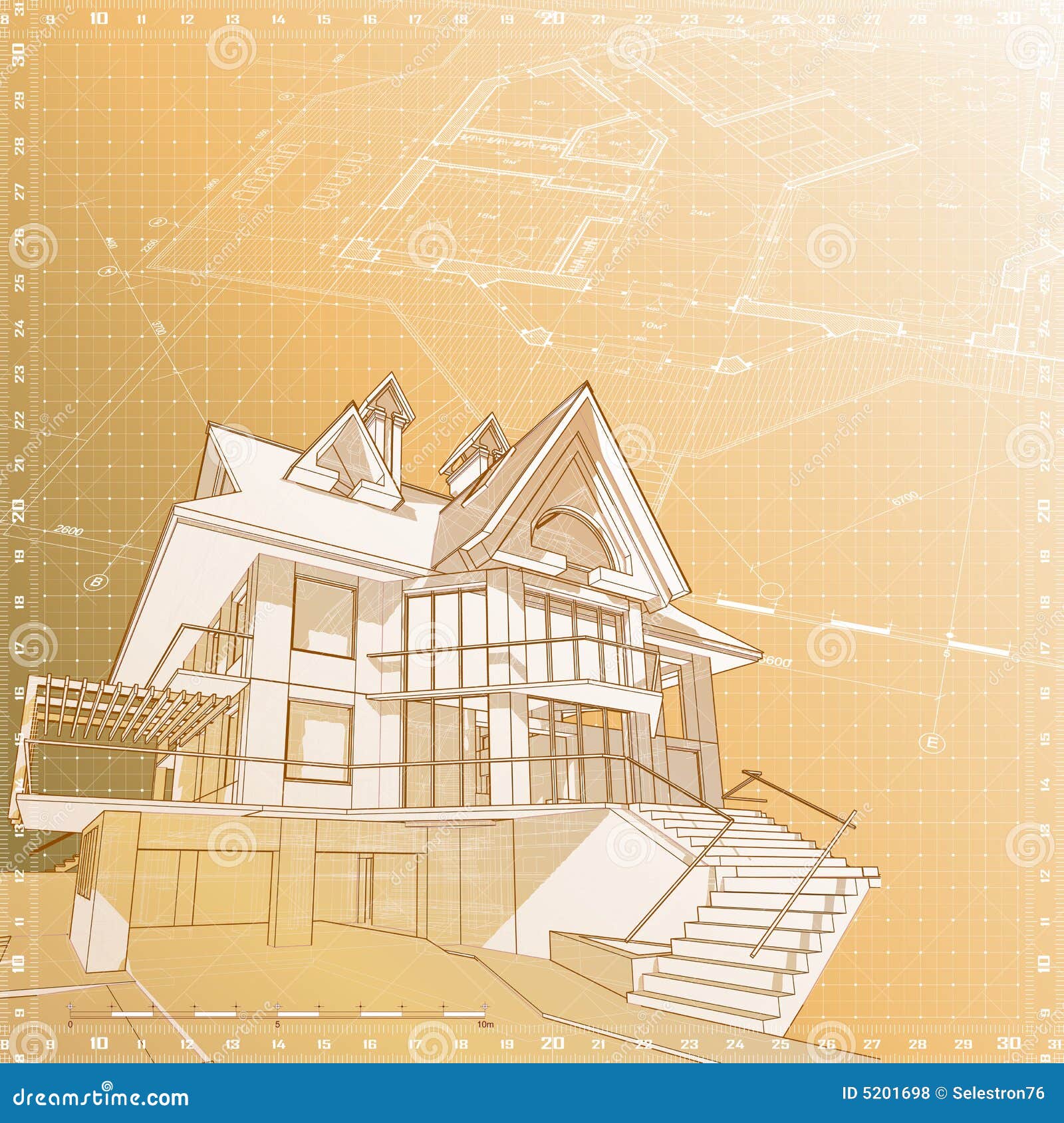 House: Vector Technical Draw Stock Vector - Illustration of drafting ...