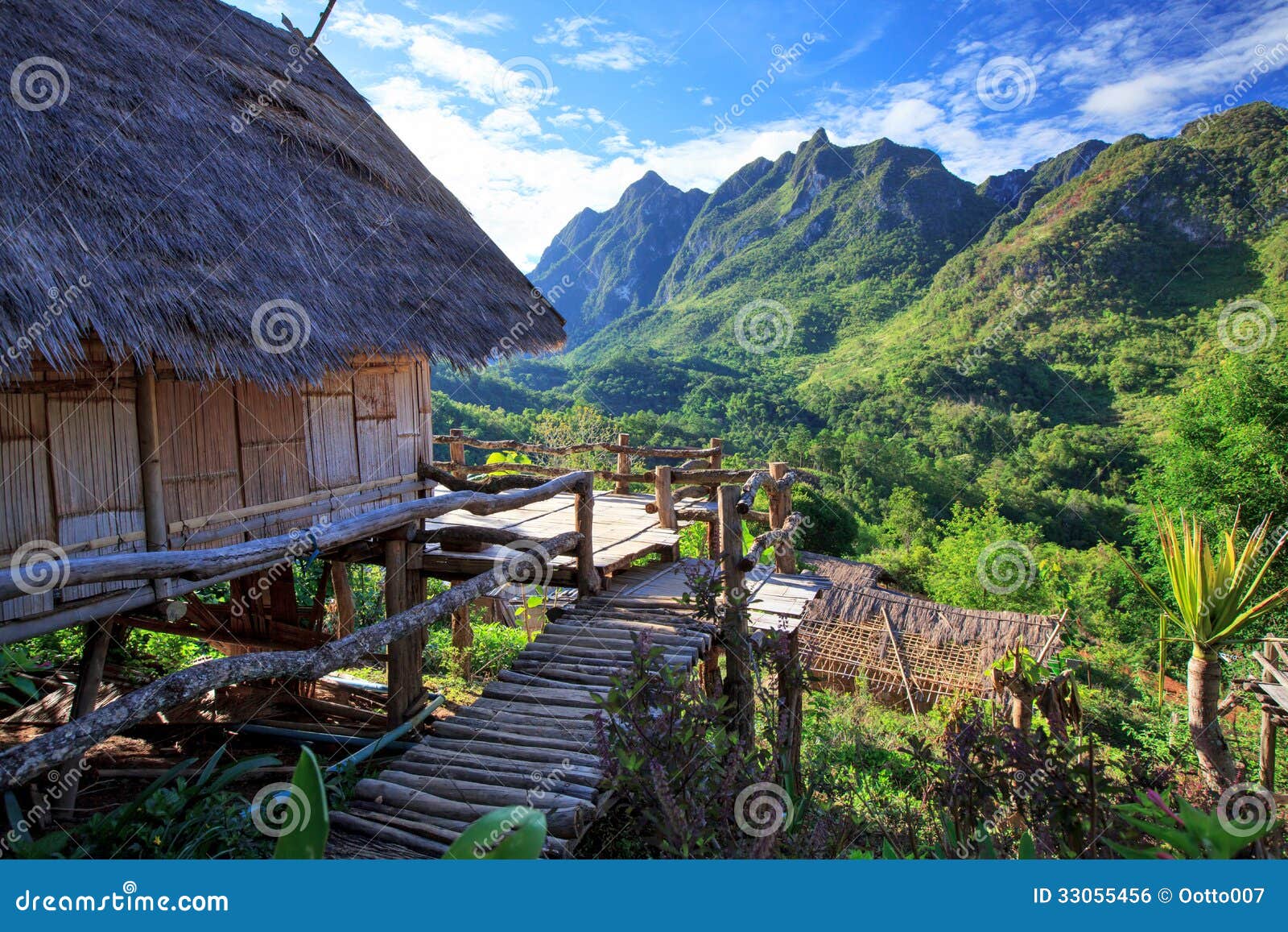 House and View Over the High Mountain Stock Photo - Image of blue, cold ...