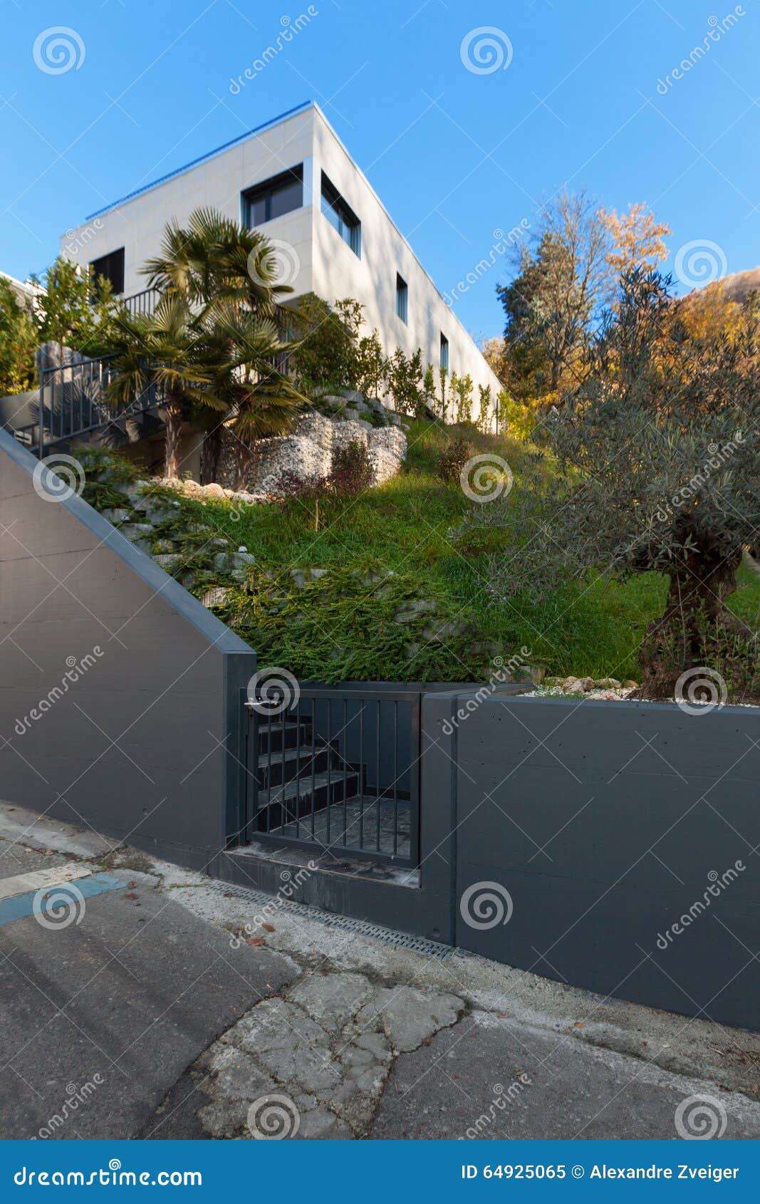House view from the street stock image. Image of district - 64925065