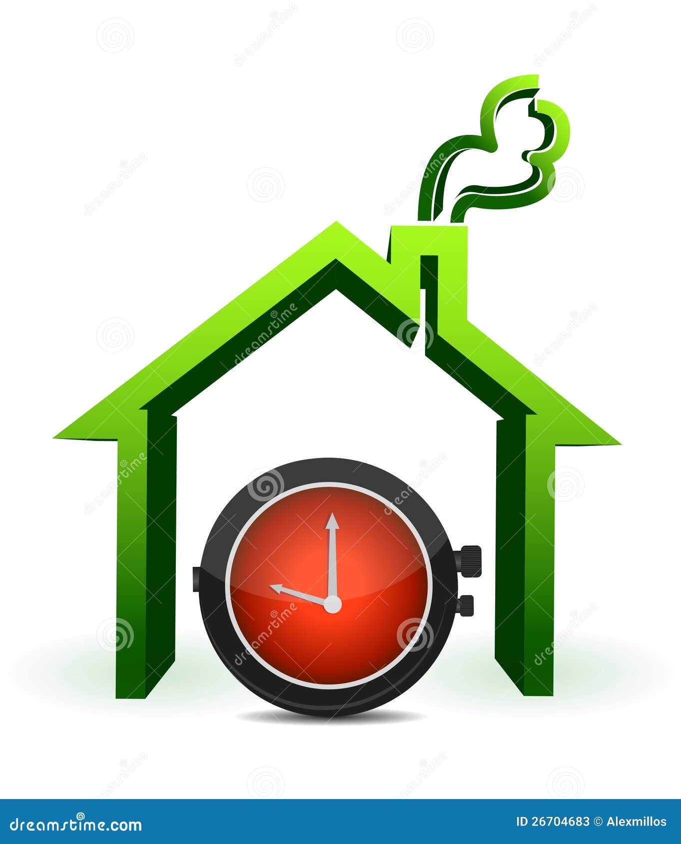 House with Watch in Front Illustration Stock Illustration ...