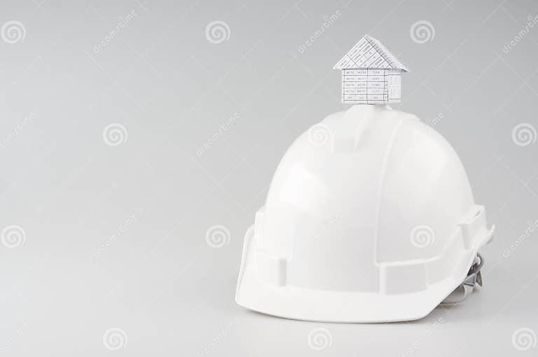 House on White Engineer Hat Place on Right Stock Photo - Image of ...