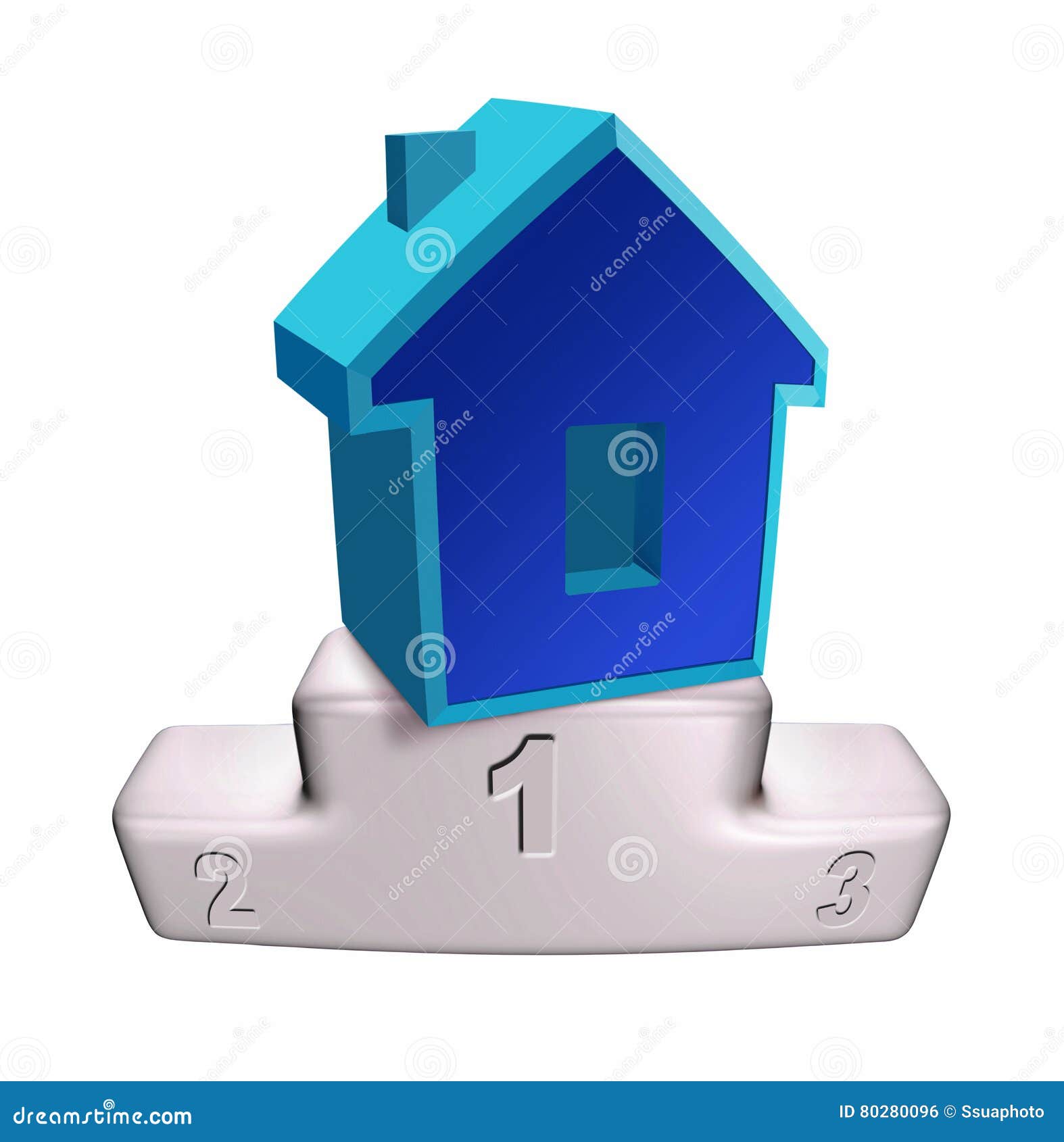 House on the white podium stock illustration. Illustration of space ...
