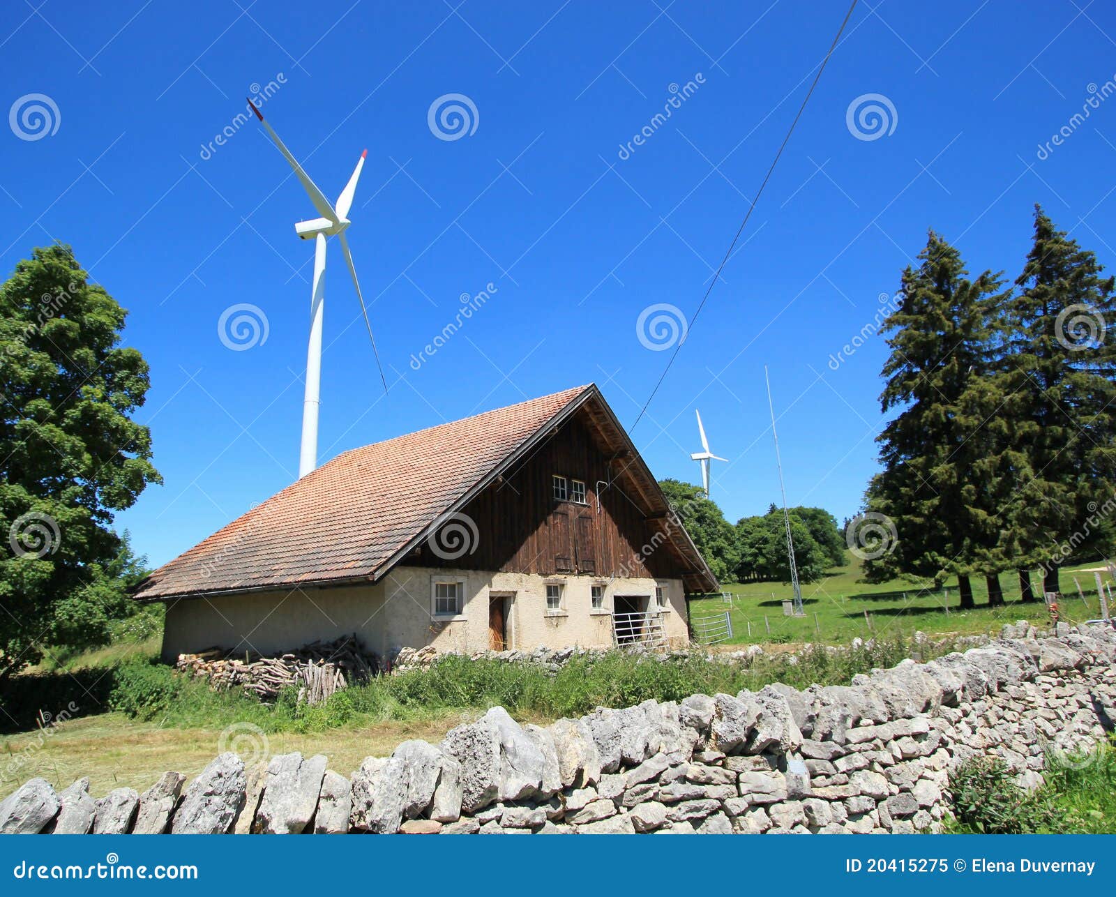 House and wind turbines stock image. Image of country - 20415275