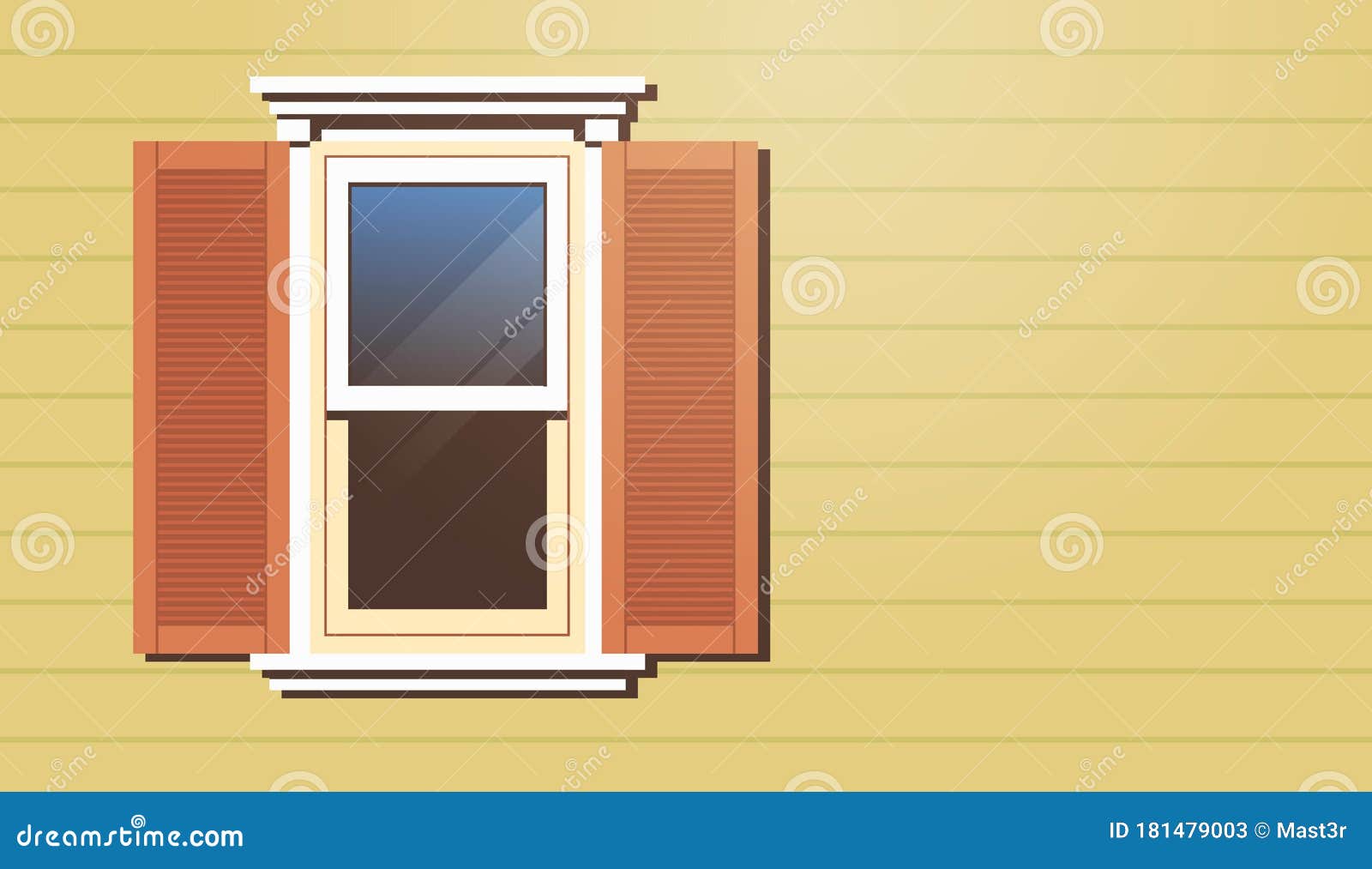 House Window With Shutters Vintage Building Facade Cartoon Vector ...