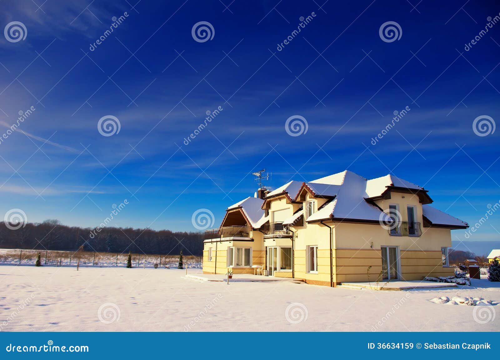 House in winter stock image. Image of stone, skies, cold - 36634159
