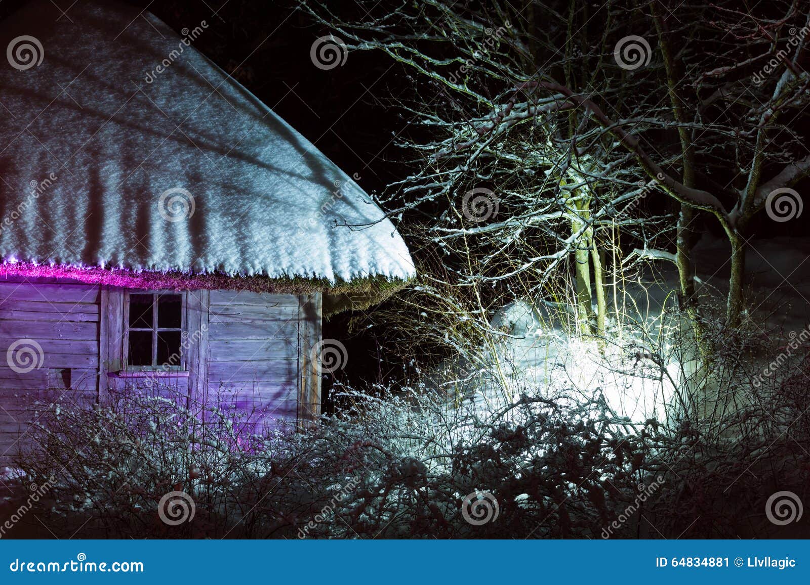 House in the winter night stock image. Image of nightshot - 64834881