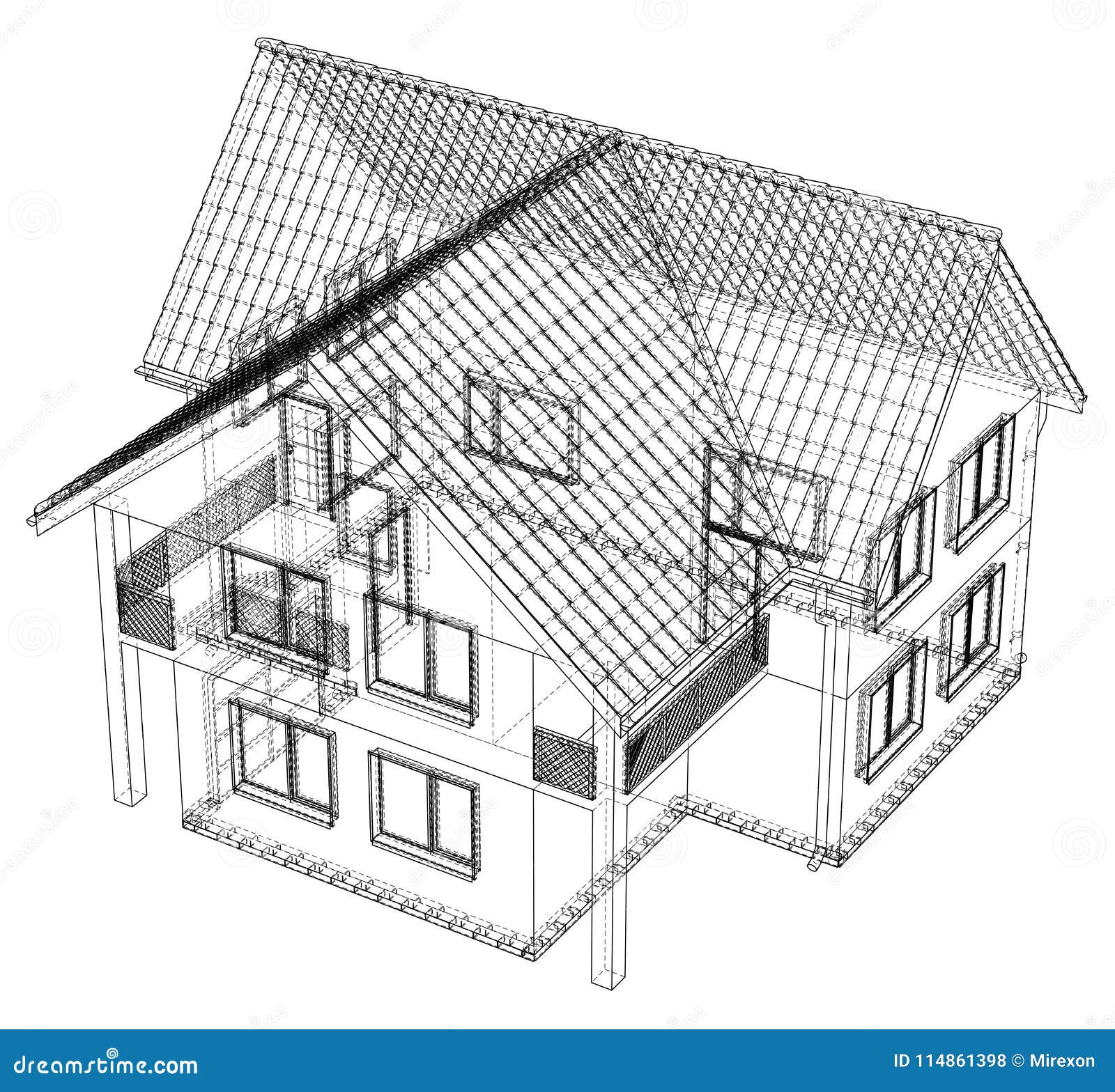 House Wire Blueprint - Isolated Over a White Background Stock Vector ...