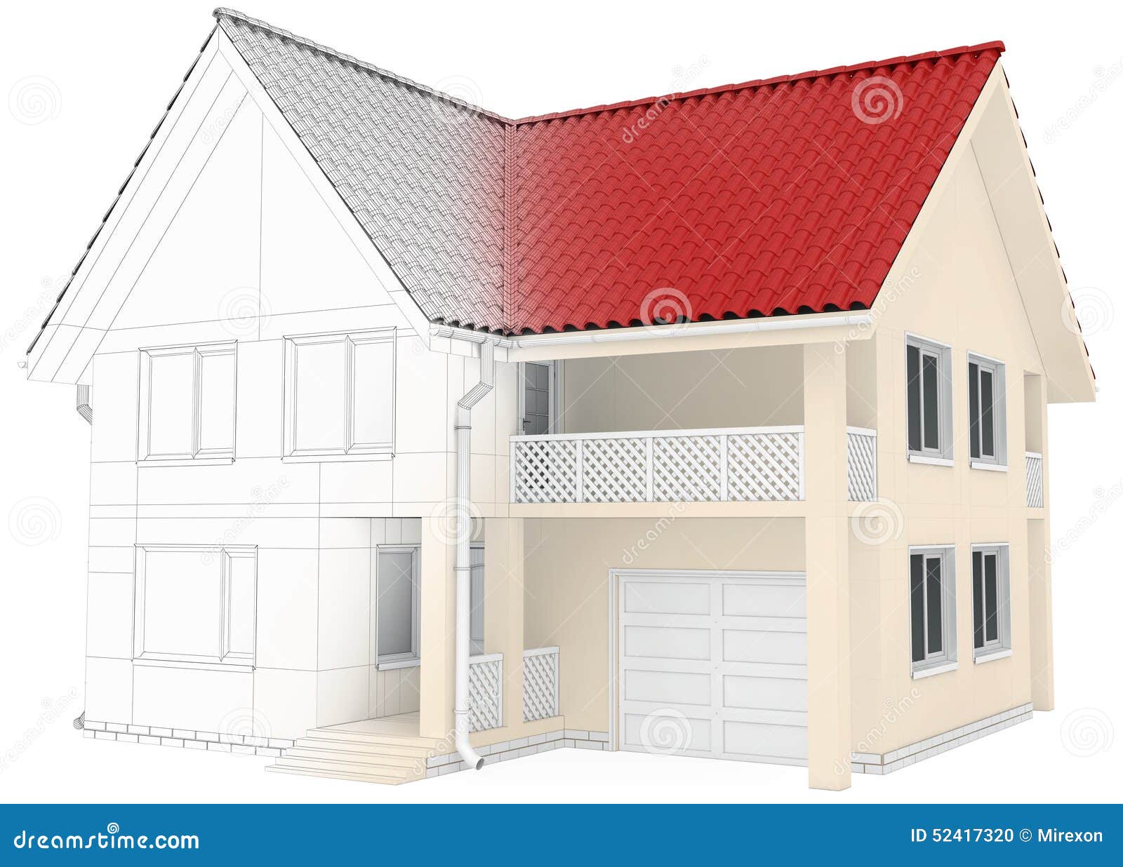 House Wireframe, Architectural Drawing and Stock Illustration ...