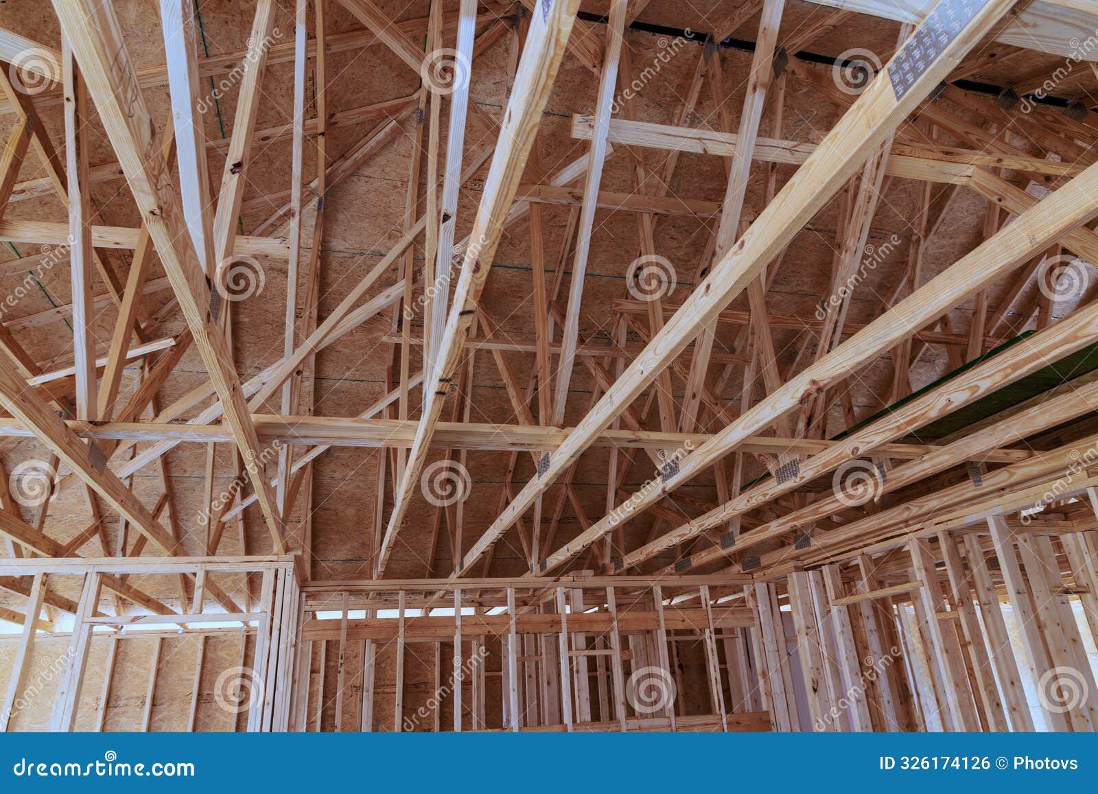 House with Wooden Framework Frame is Being Constructed with Support ...