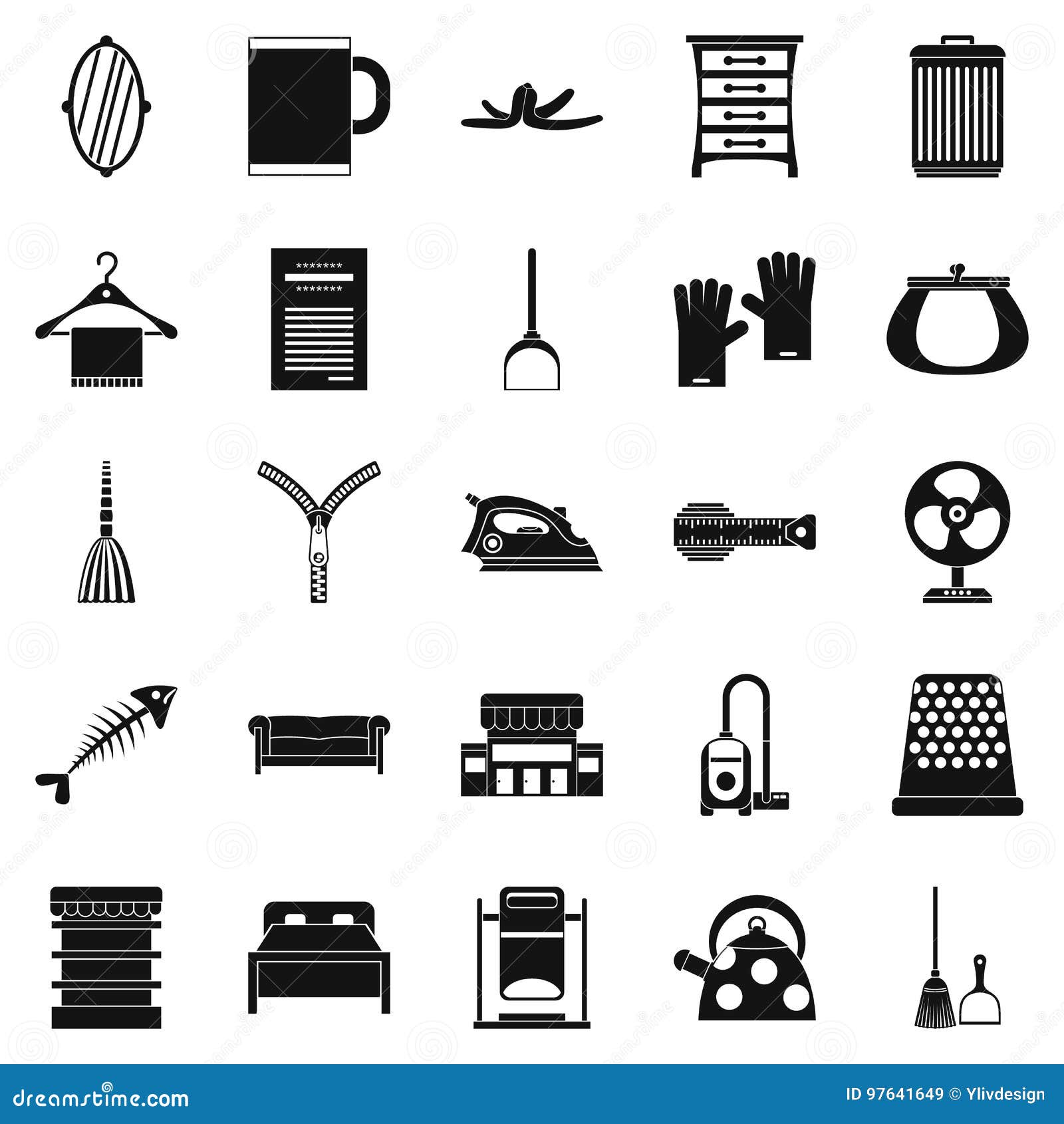 House Work Icons Set, Simple Style Stock Vector - Illustration of ...