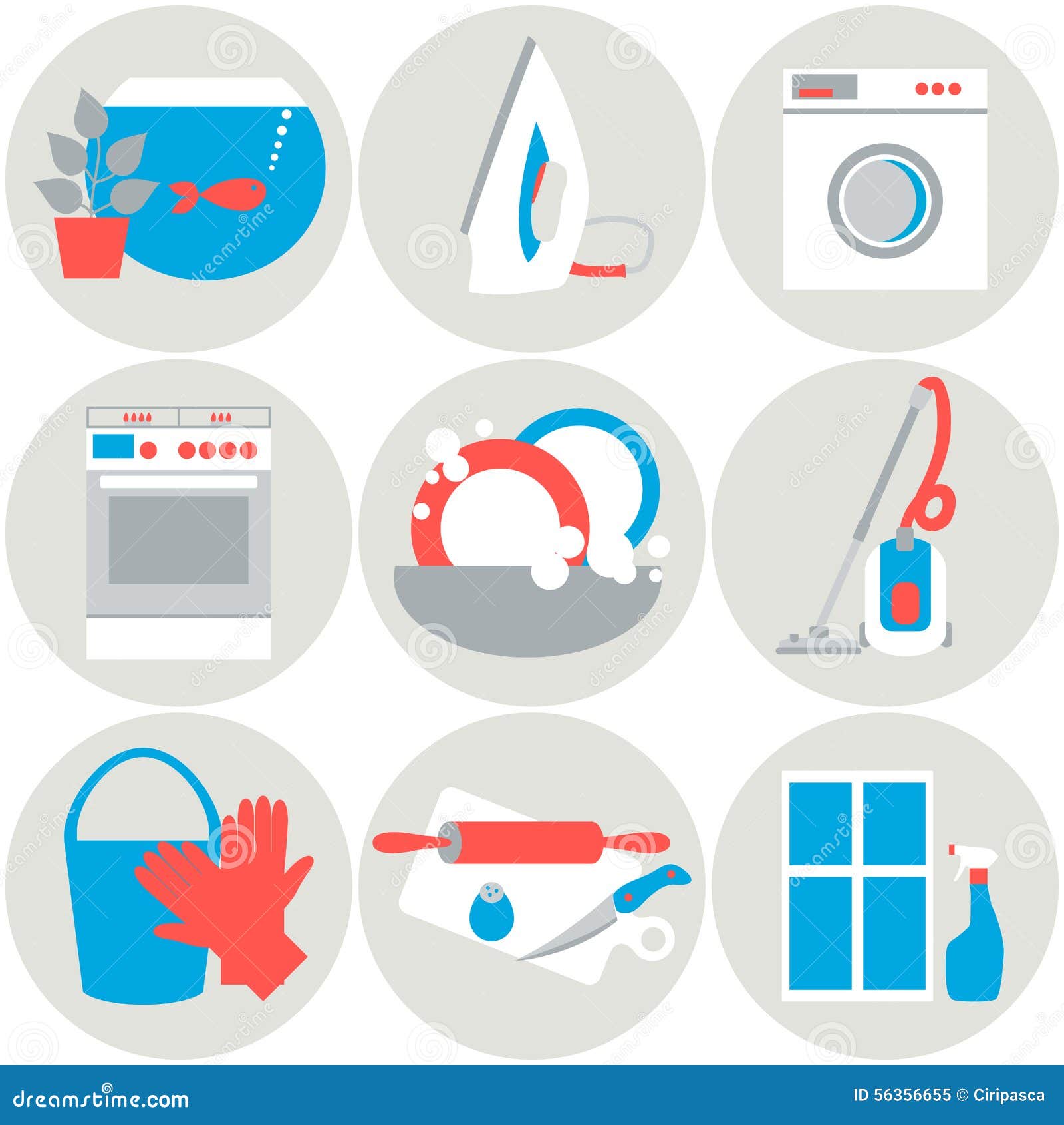House Work Icons. Vector Illustration Stock Vector - Illustration of ...