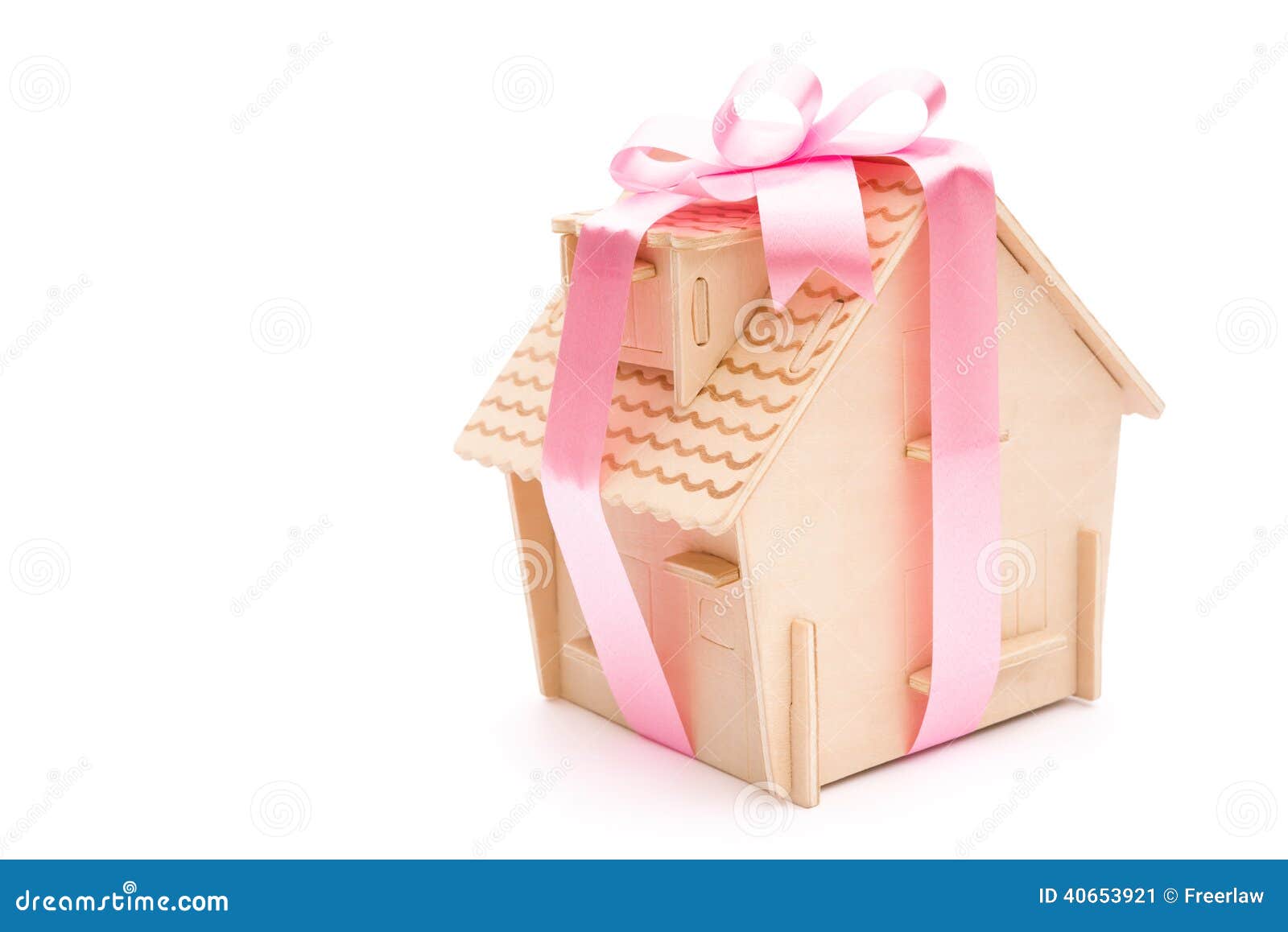 House wrapped with ribbon stock image. Image of dream - 40653921