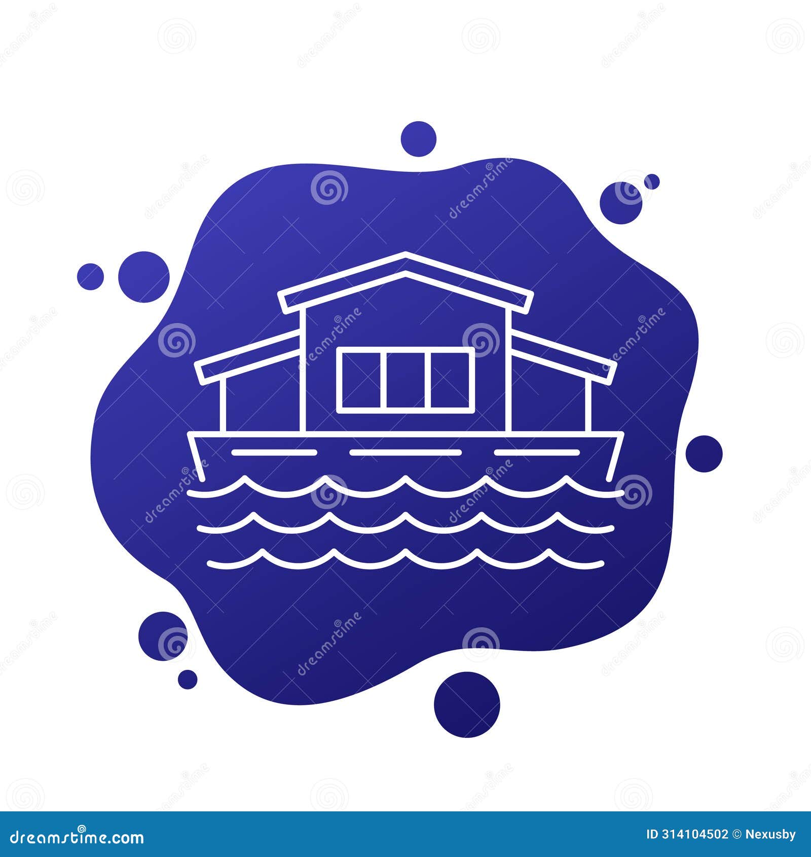 Houseboat or Float House Line Icon, Vector Stock Vector - Illustration ...