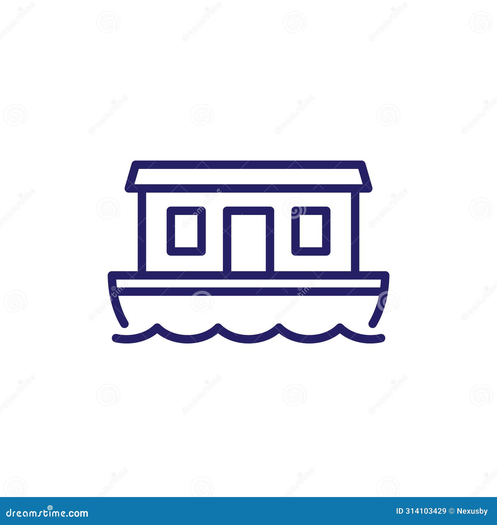 Houseboat Line Icon on White Stock Vector - Illustration of house ...