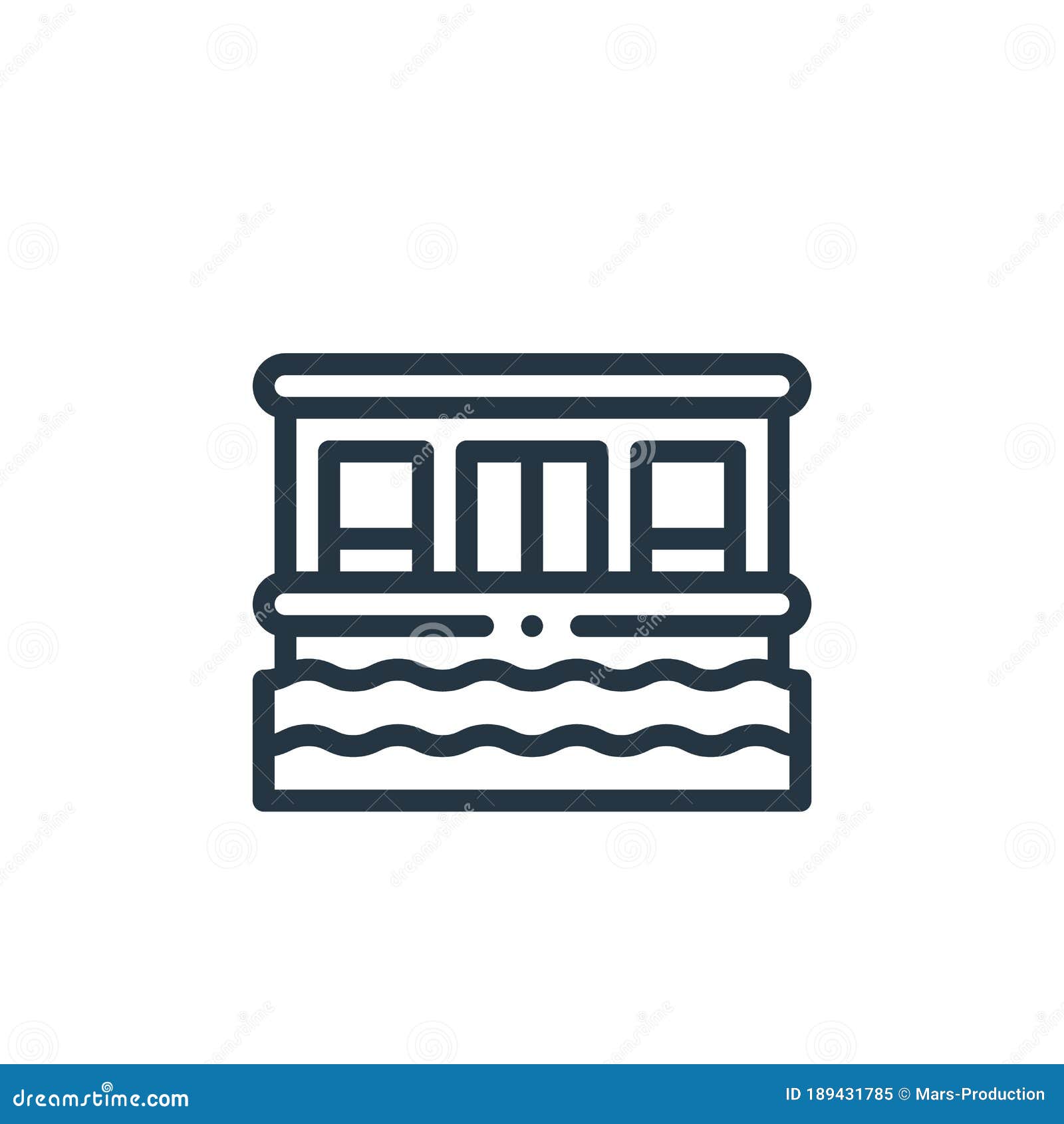 Houseboat Vector Icon Isolated on White Background. Outline, Thin Line ...