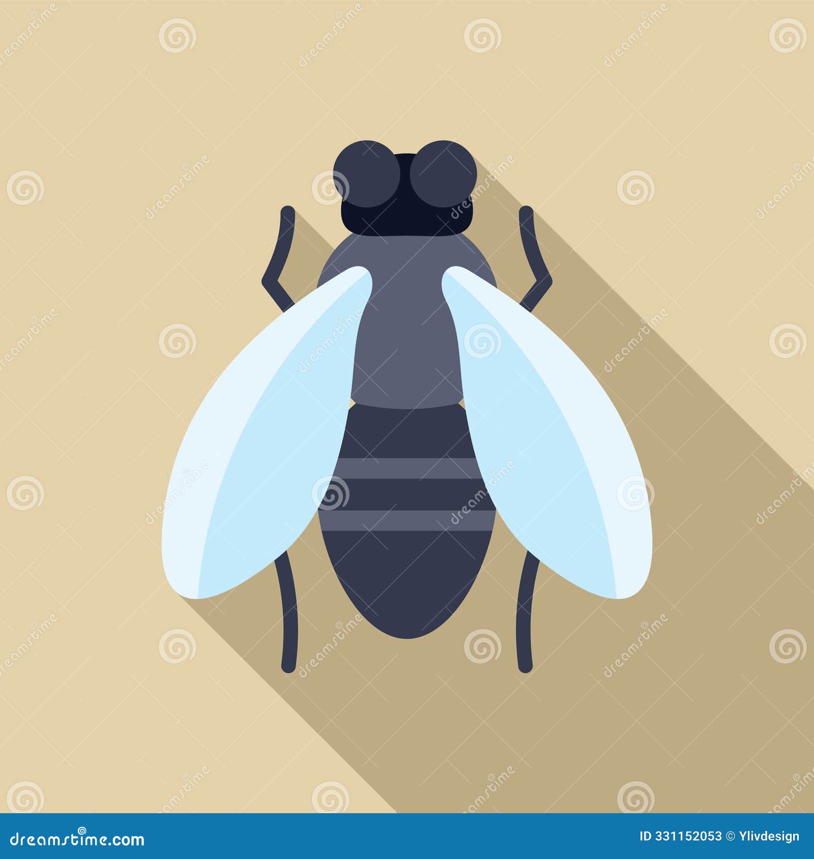 Housefly Spreading Germs Minimalist Insect Icon Design Vector ...