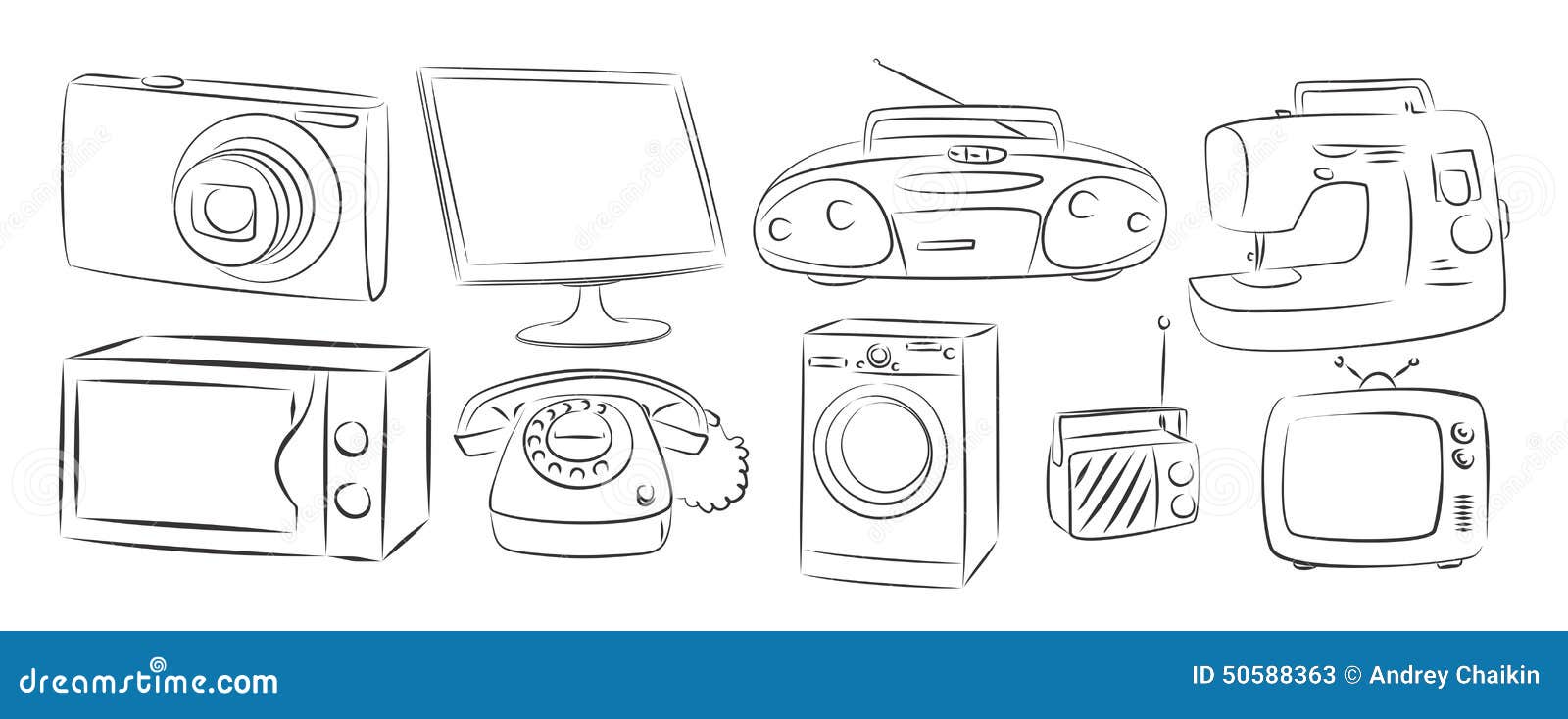 Household appliances. stock vector. Illustration of monitor - 50588363