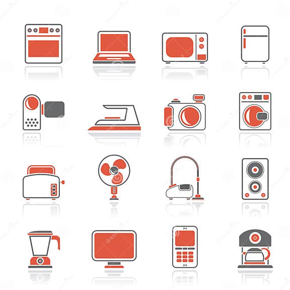 Household Appliances and Electronics Icons Stock Vector - Illustration ...